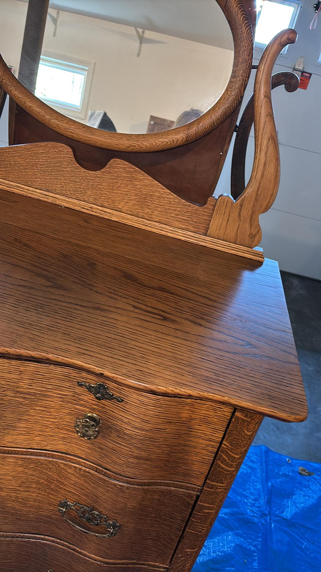Antique Oak Dresser W/ Mirror, 6 Drawers - PICKUP IN AMHERST - Restored ...