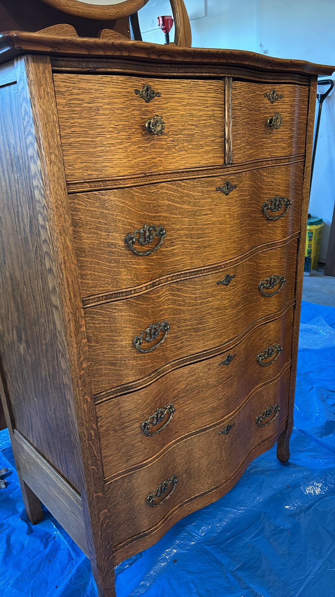 Antique Oak Dresser W/ Mirror, 6 Drawers - PICKUP IN AMHERST - Restored ...