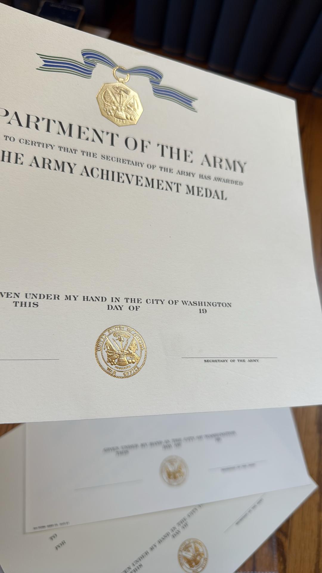 Department Of The Army Award Certificates (Lot 591) #122223 ...