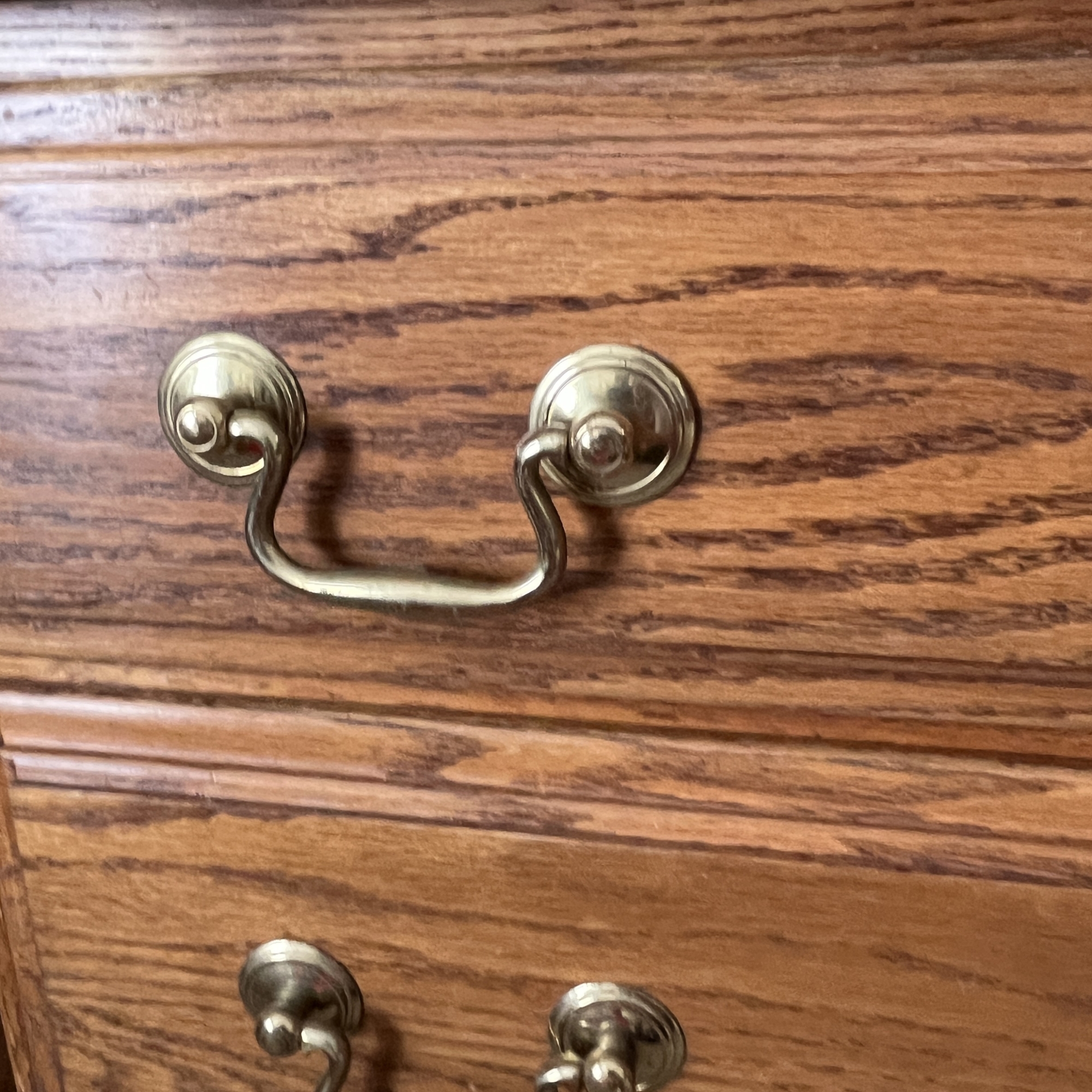 Small Harden Solid Oak 3-Drawer Chest With Brass Pulls With Traditional ...