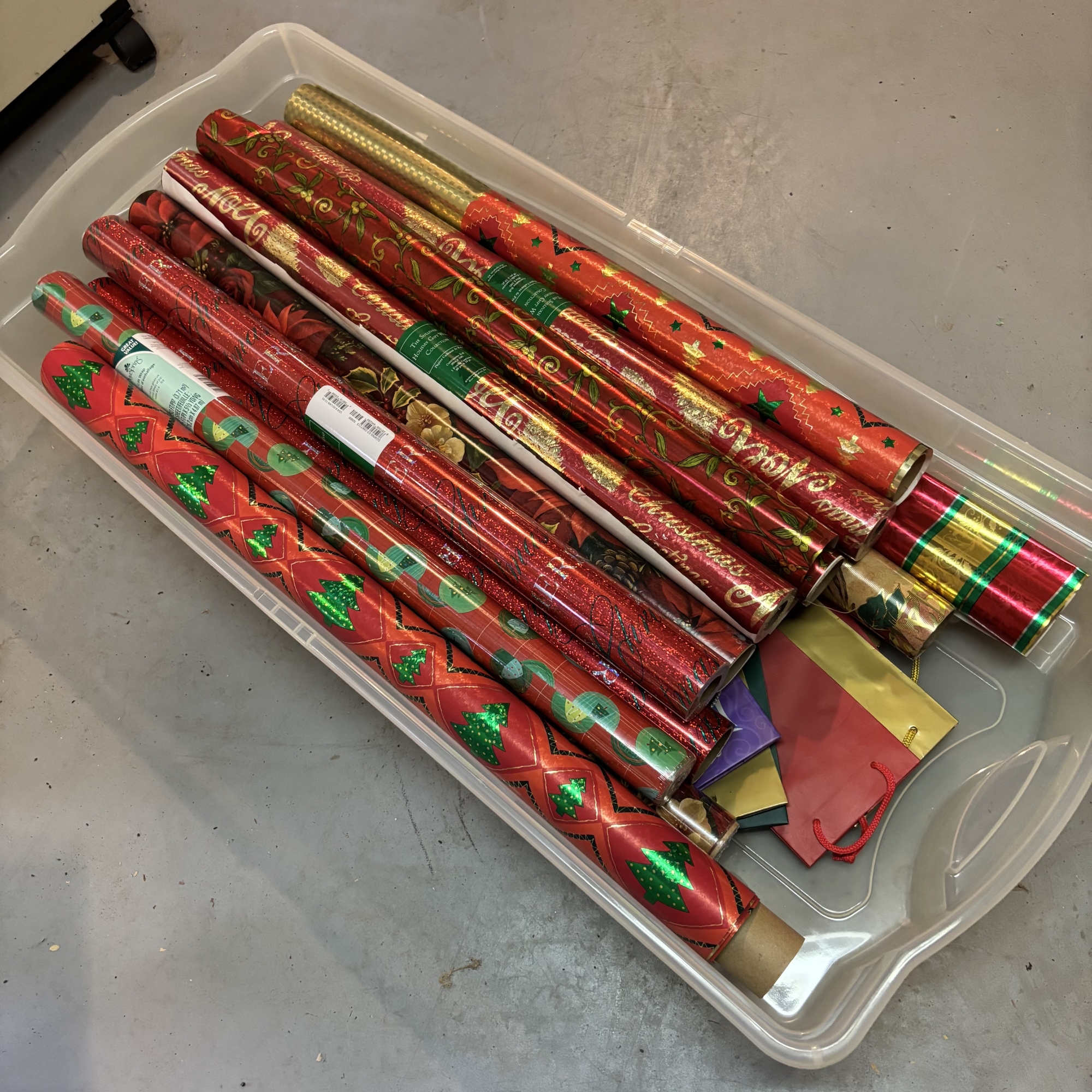 Tote Of Christmas Wrapping Paper, Tissue And Boxed Christmas Cards ...