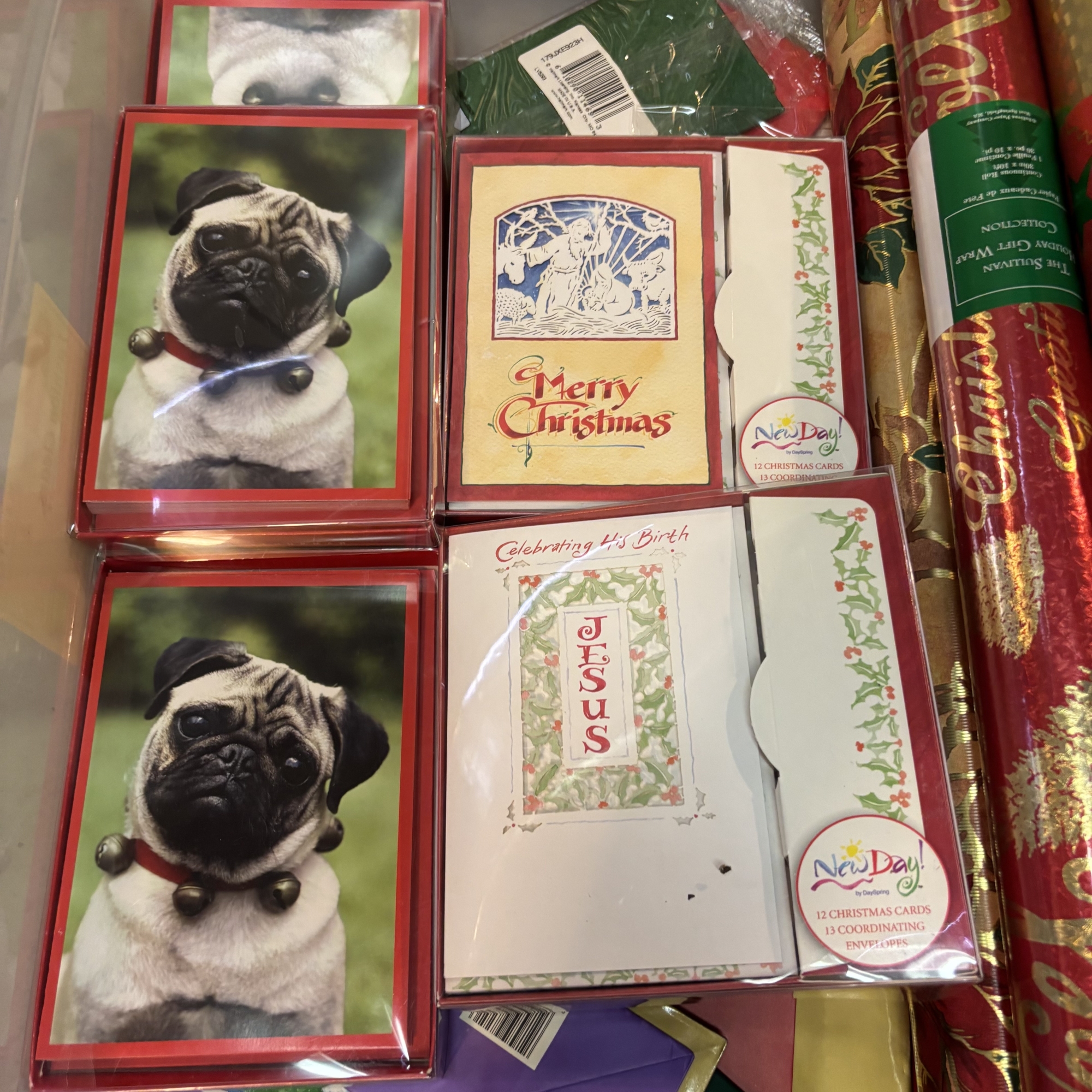 Tote Of Christmas Wrapping Paper, Tissue And Boxed Christmas Cards ...