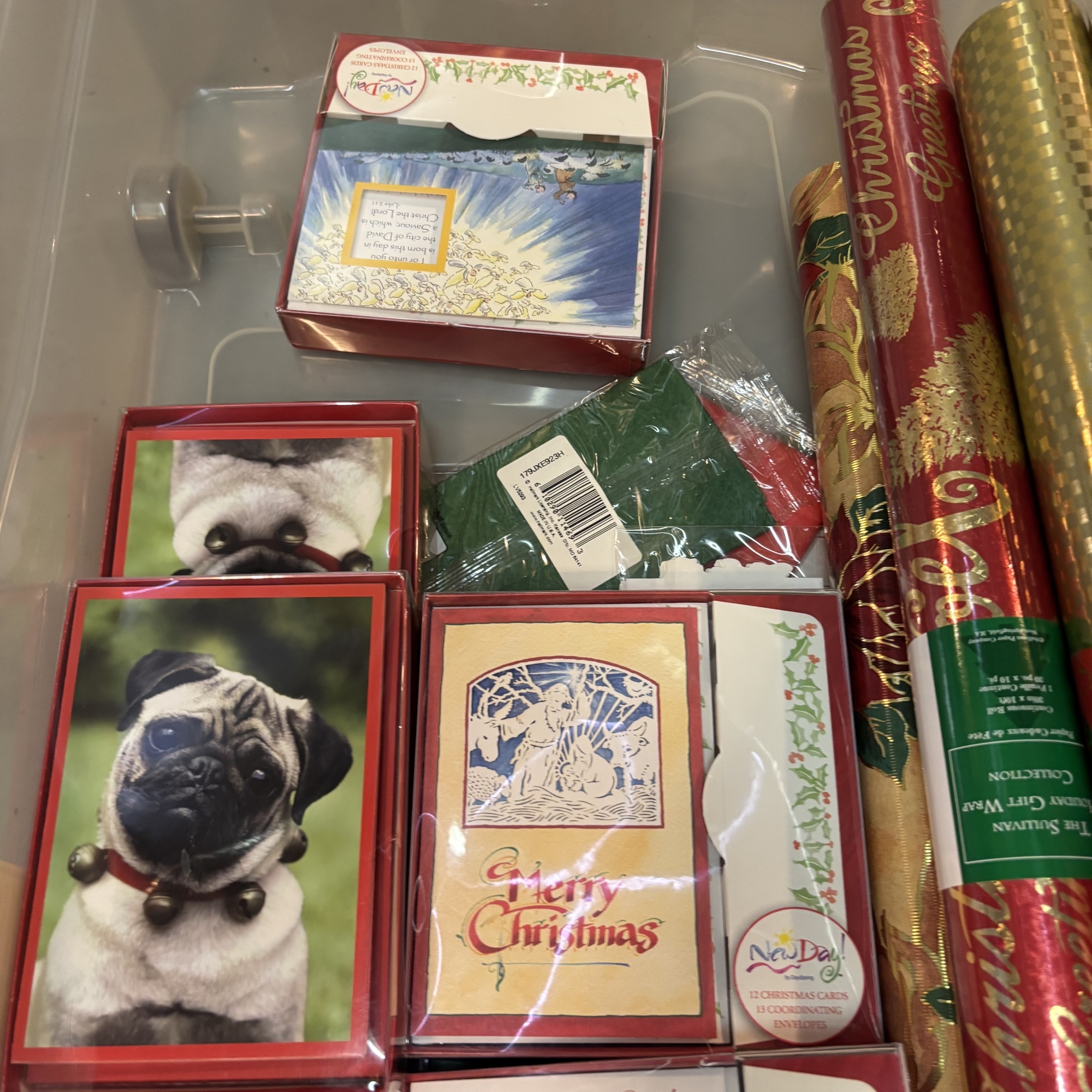 Tote Of Christmas Wrapping Paper, Tissue And Boxed Christmas Cards ...