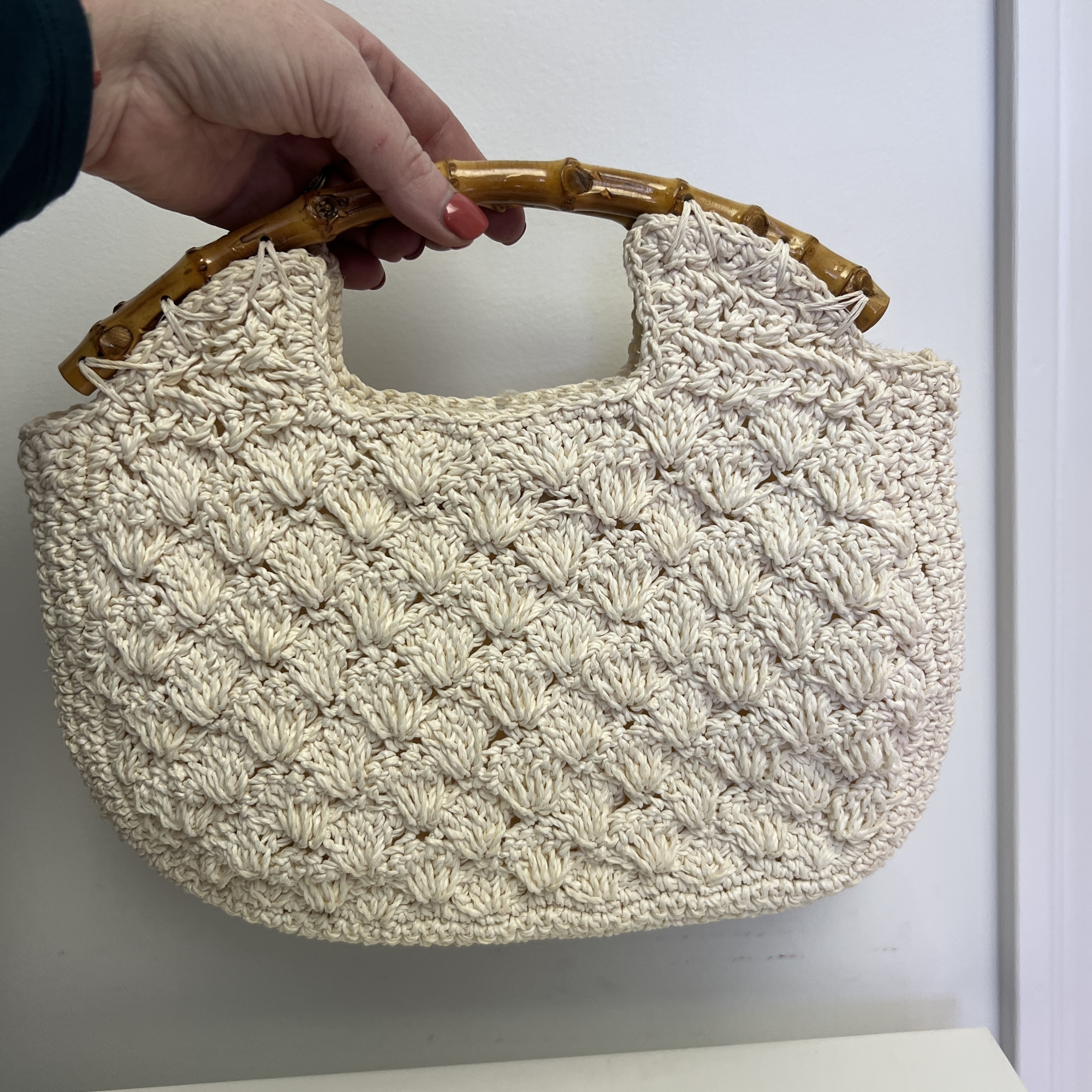Vintage Crochet Handbag With Bamboo Handle, Made In Japan (Cloet ...