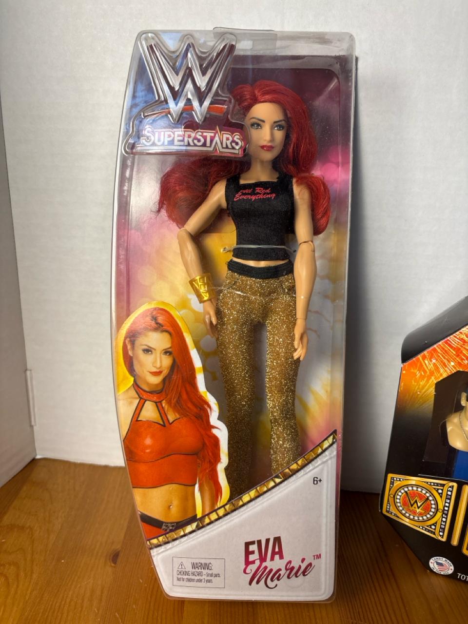 WWE Superstars Eva Marie Doll By Mattel & WWE PEZ Champion Gift Set W ...