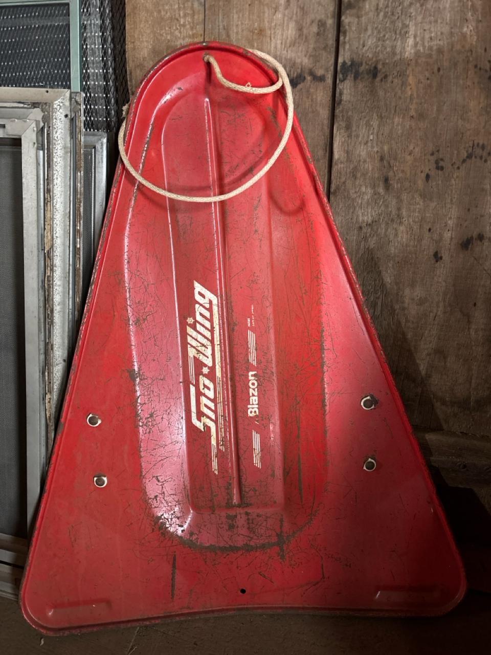 Pair Of Vintage Blazon Sno Wing Red Metal Snow Sleds (BUB) #126586 ...