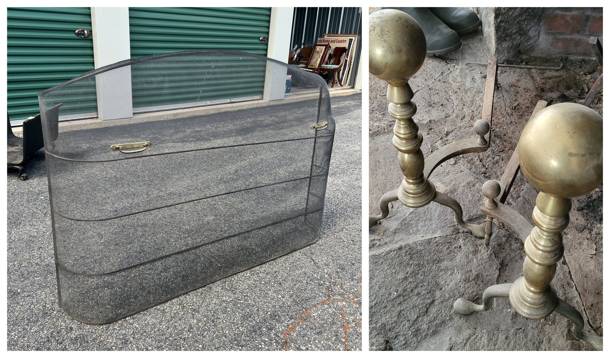 Mesh Fireplace Screen With Brass Pulls For Large Hearth #65837 ...