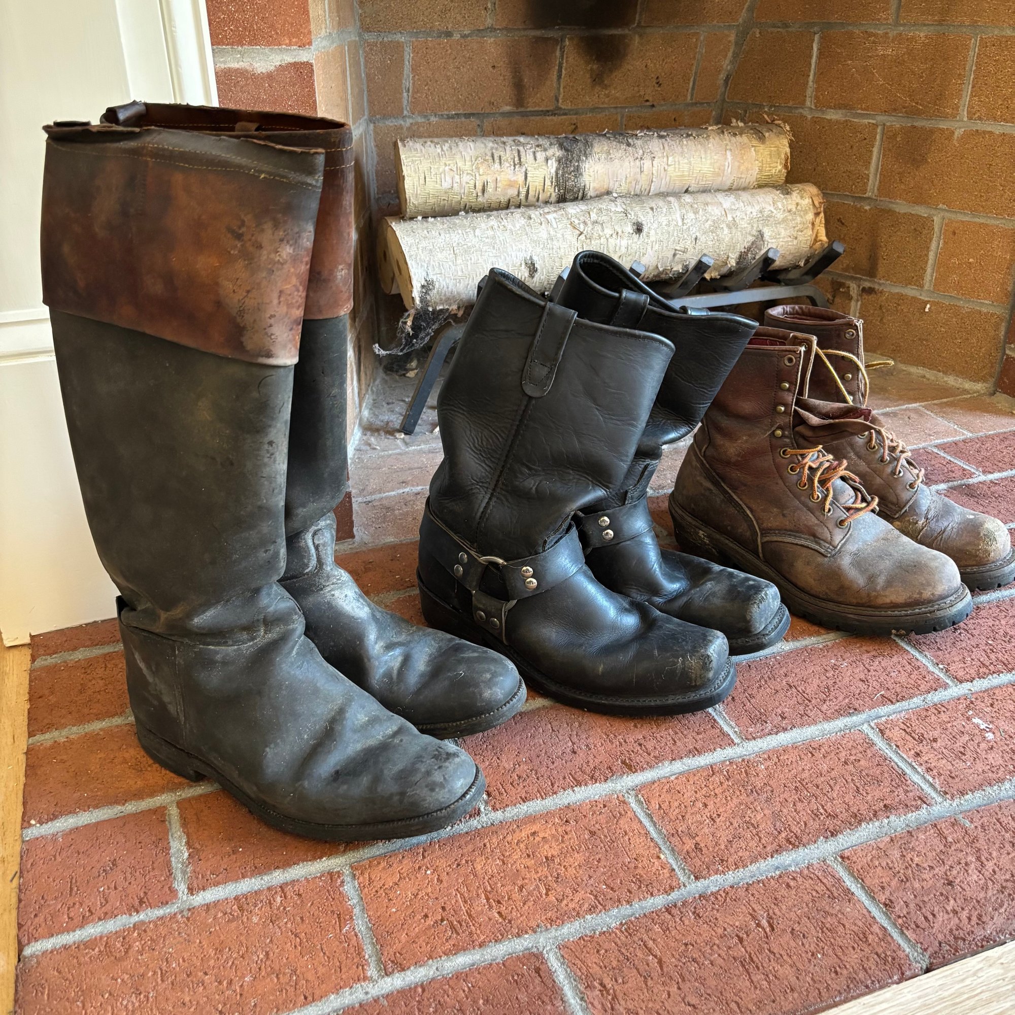 Trio Of Men's Leather Boots: English Riding, Motorcycle And Hiking (LR ...