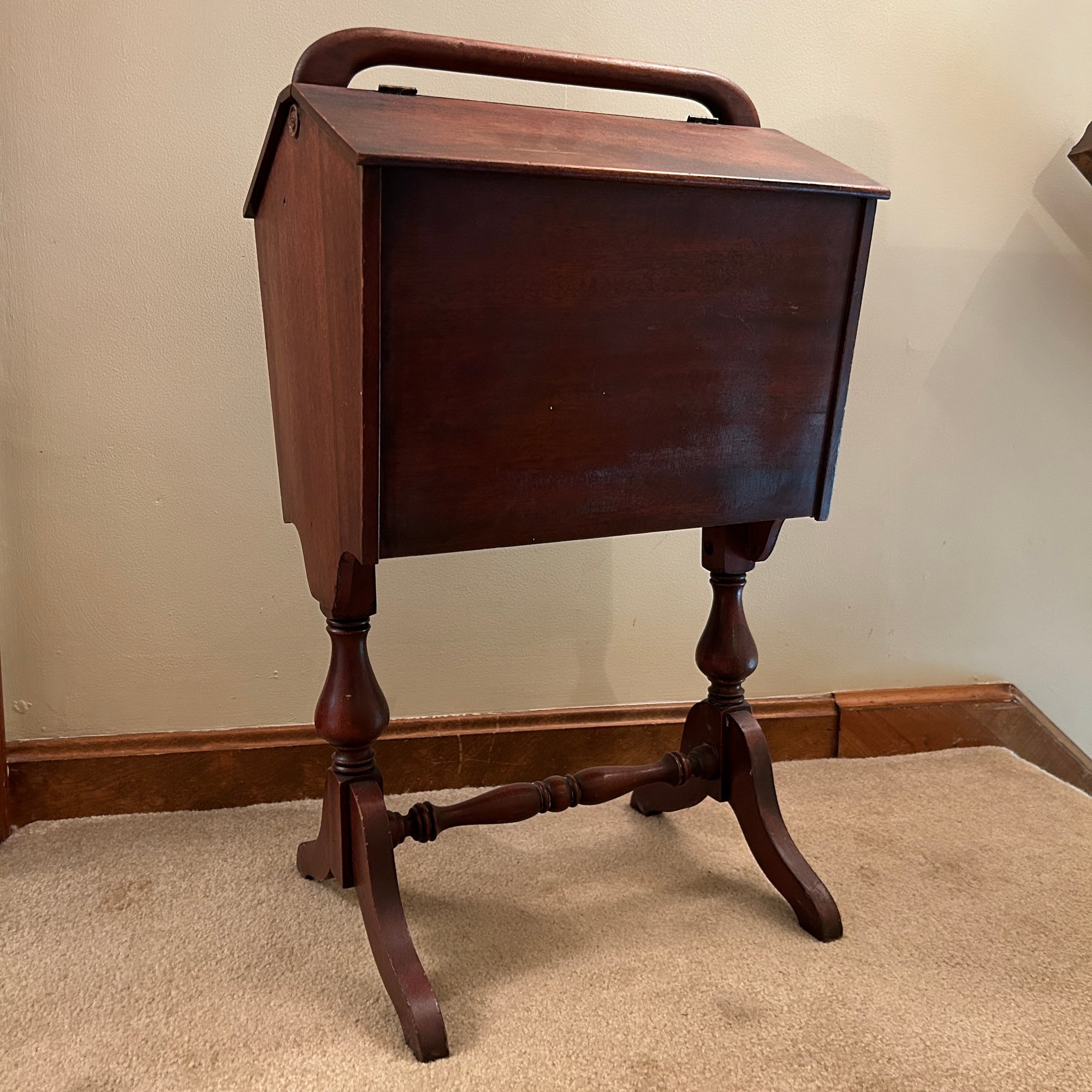 Vintage Wooden Sewing Basket Stand (UpHall) #69744 | Auctionninja.com