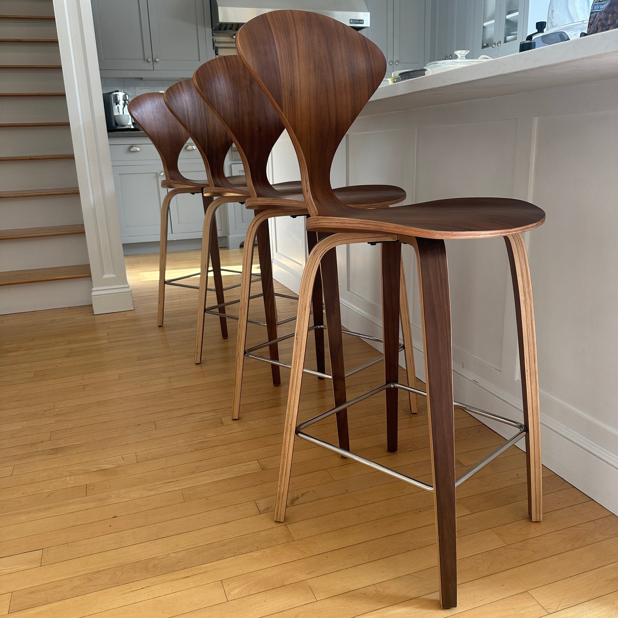 Set Of Four Rove Concepts MCM Style Counter Height Bar Stools (Kitchen ...