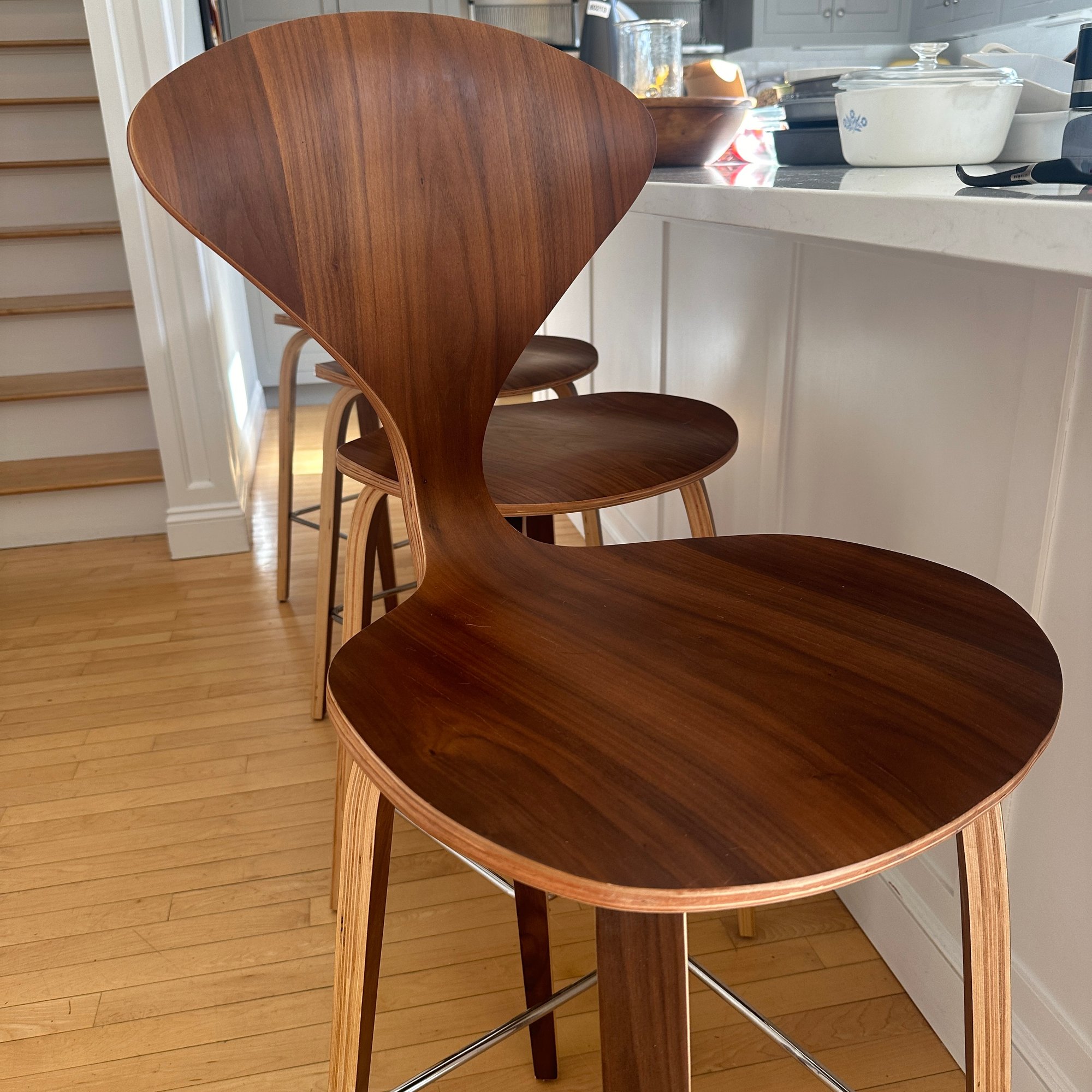 Set Of Four Rove Concepts MCM Style Counter Height Bar Stools (Kitchen ...