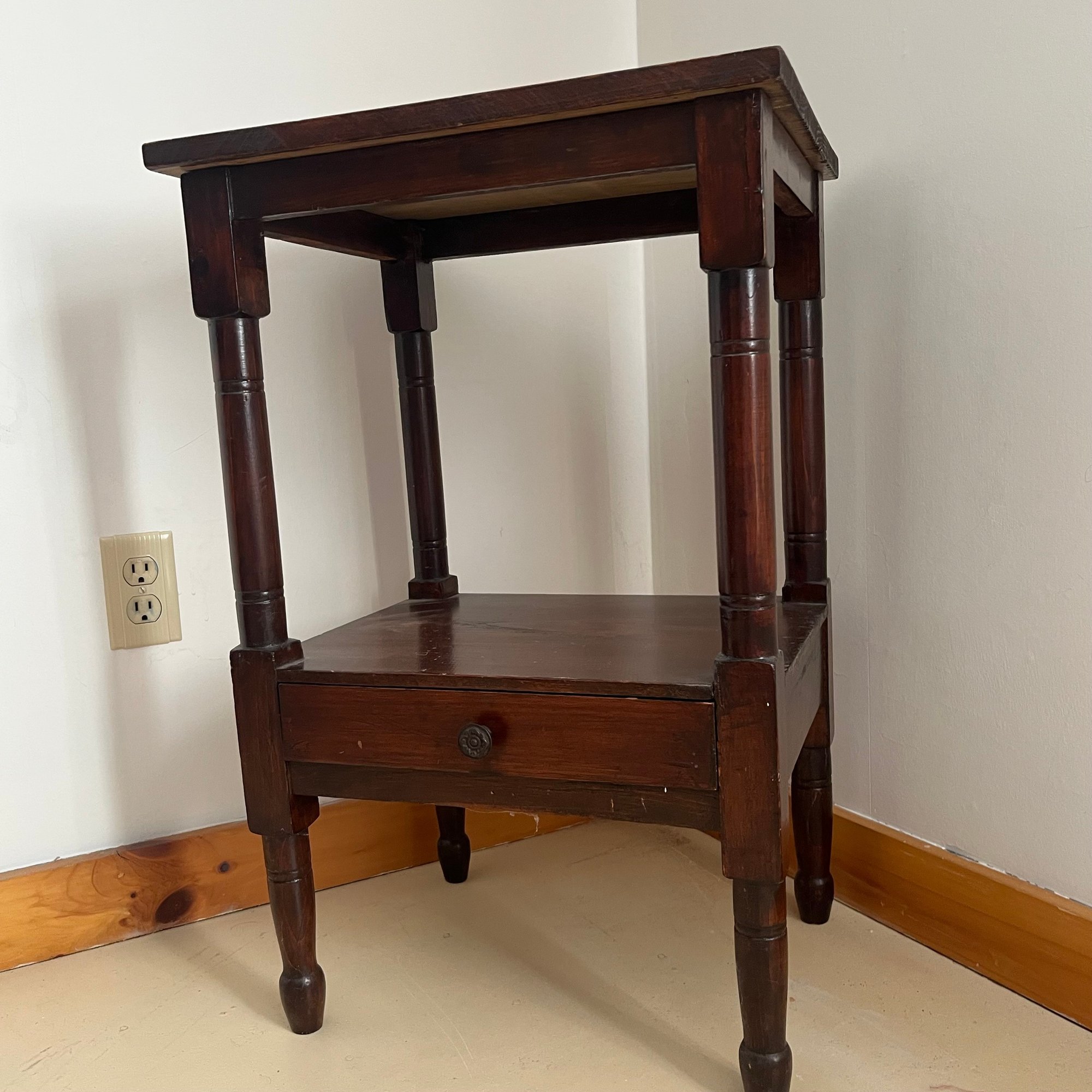Small Wood Side Table With Drawer (BR) #110260 | Auctionninja.com