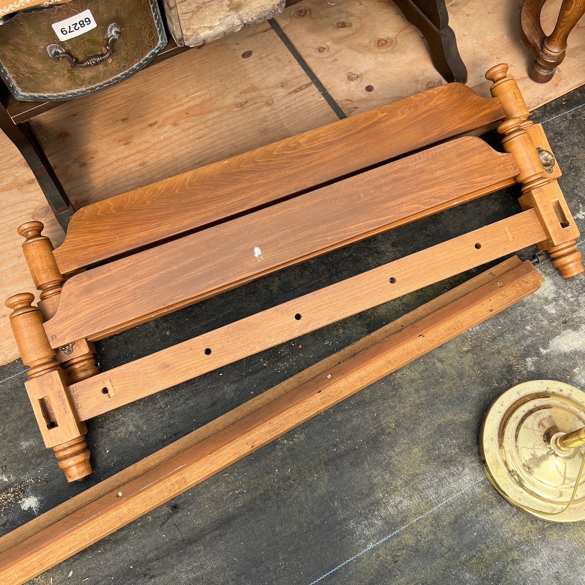 Low Profile Vintage Twin Bed With Headboard, Footboard And One Side ...
