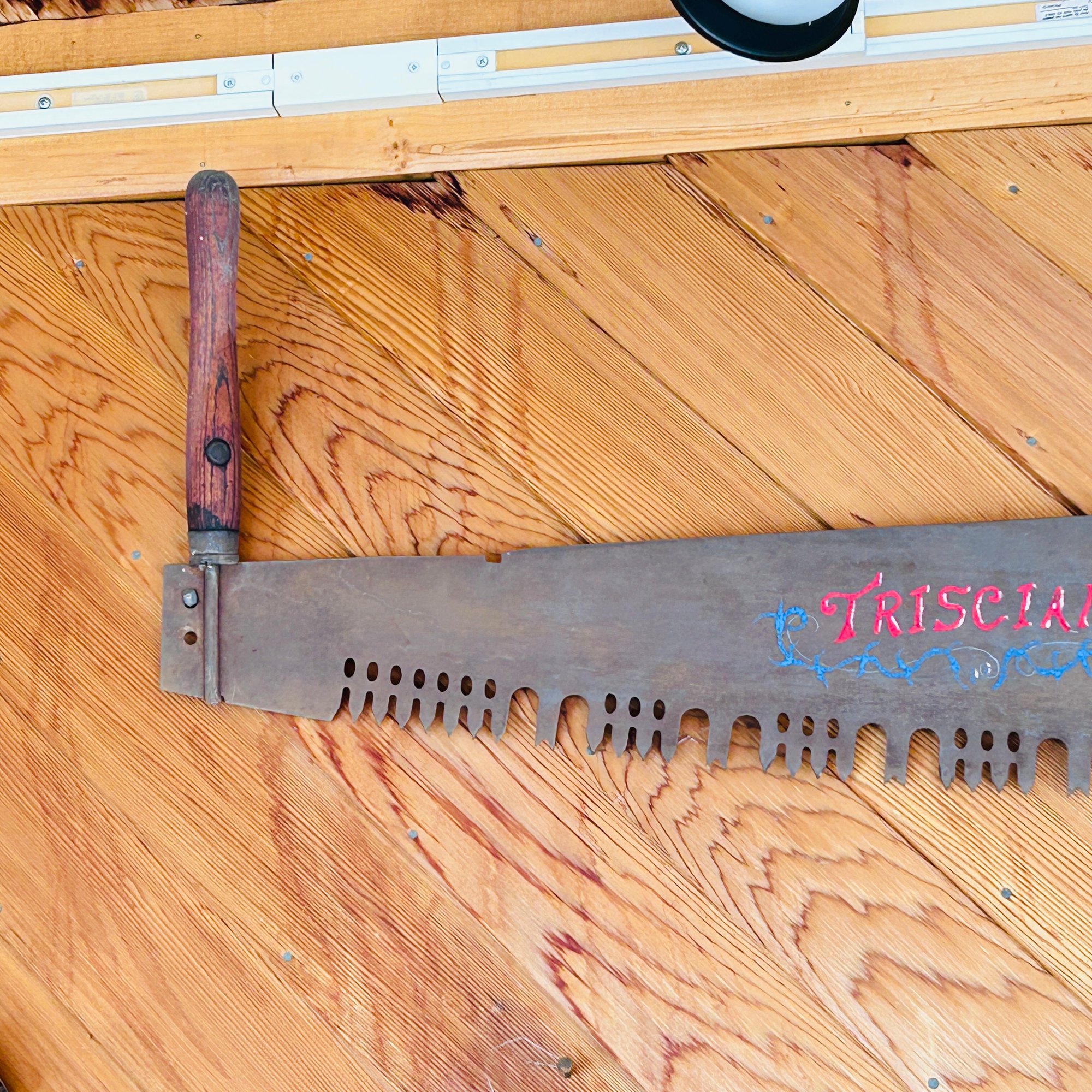 Vintage Two Person Logging Saw Hand Painted With Country Barn (Porch ...