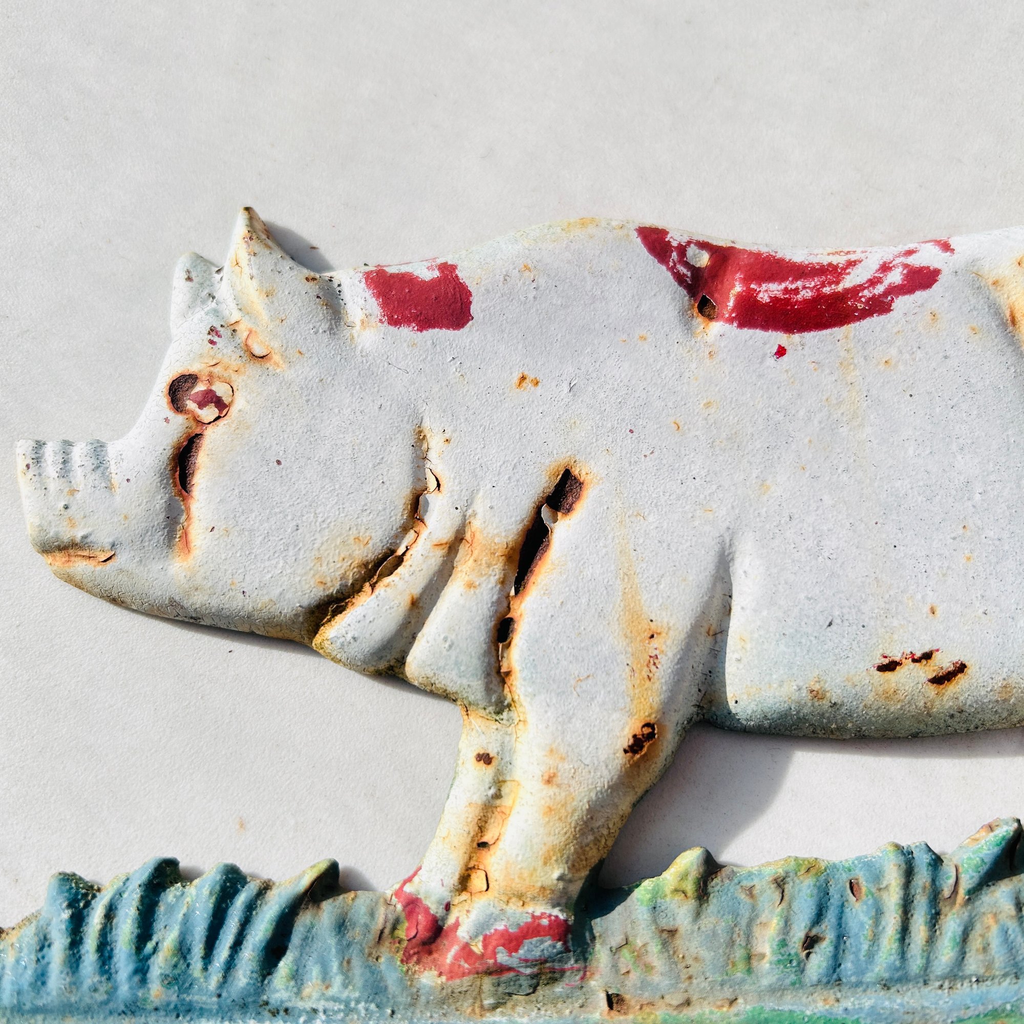 Vintage Metal Welcome Stake Sign With Cute Pig On Top (porch) #78191 ...