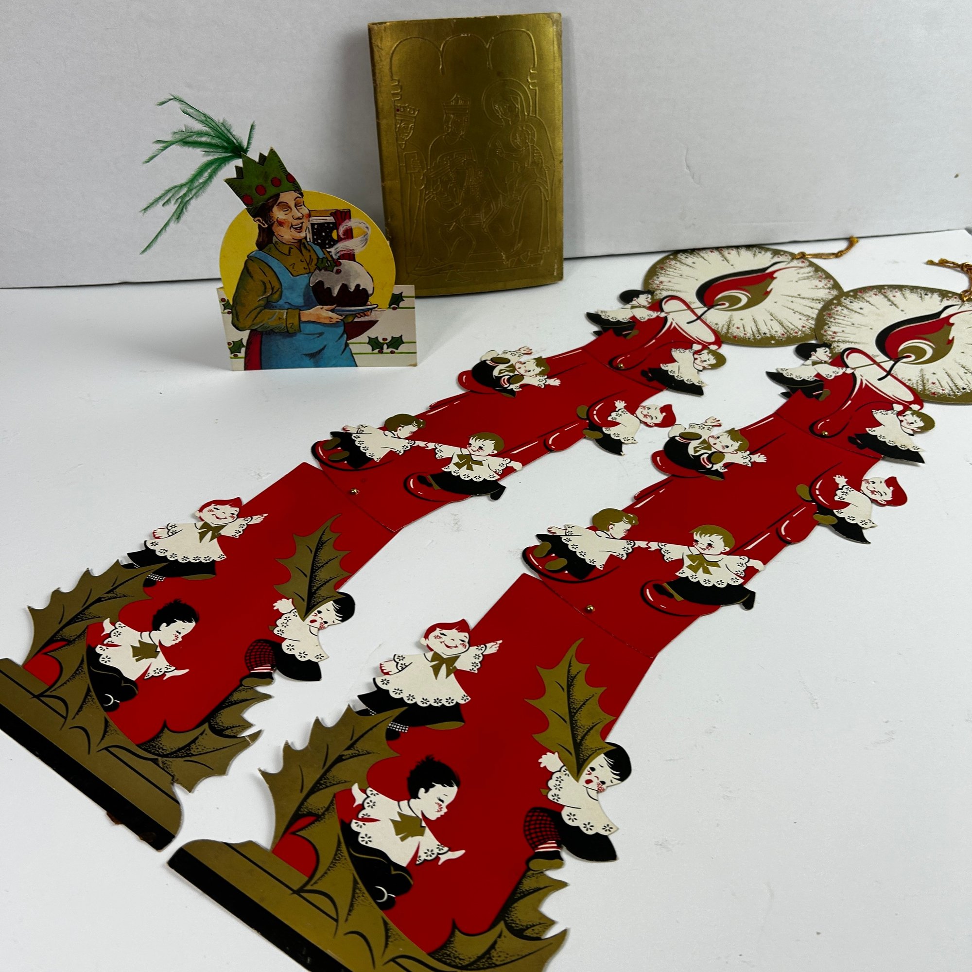 Vintage Die-cut Christmas Card, The Christmas Story Book & Paper Candle ...