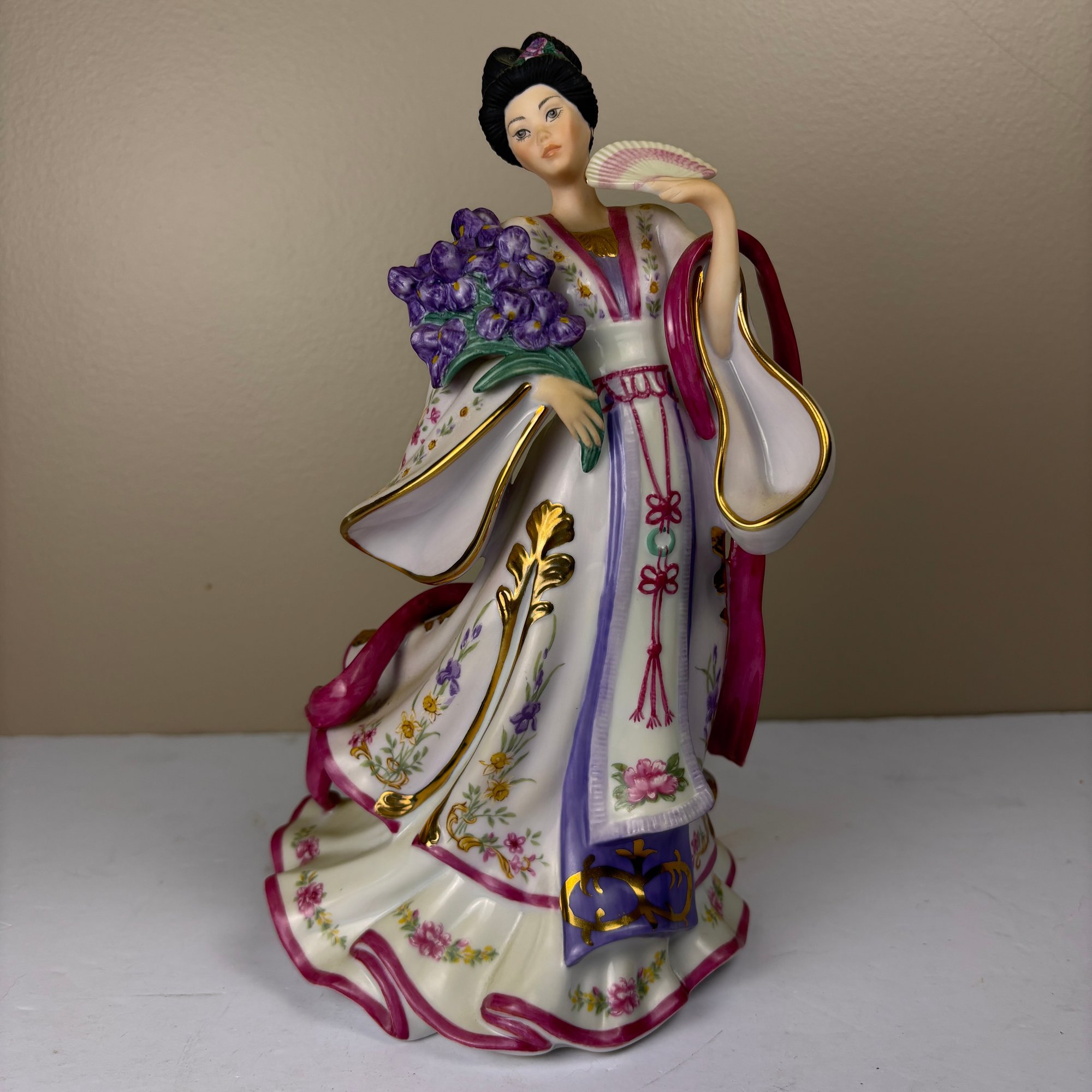 "The Iris Princess" By Lena Liu, Porcelain Danbury Mint Figurine (LR) #114755 | Auctionninja.com