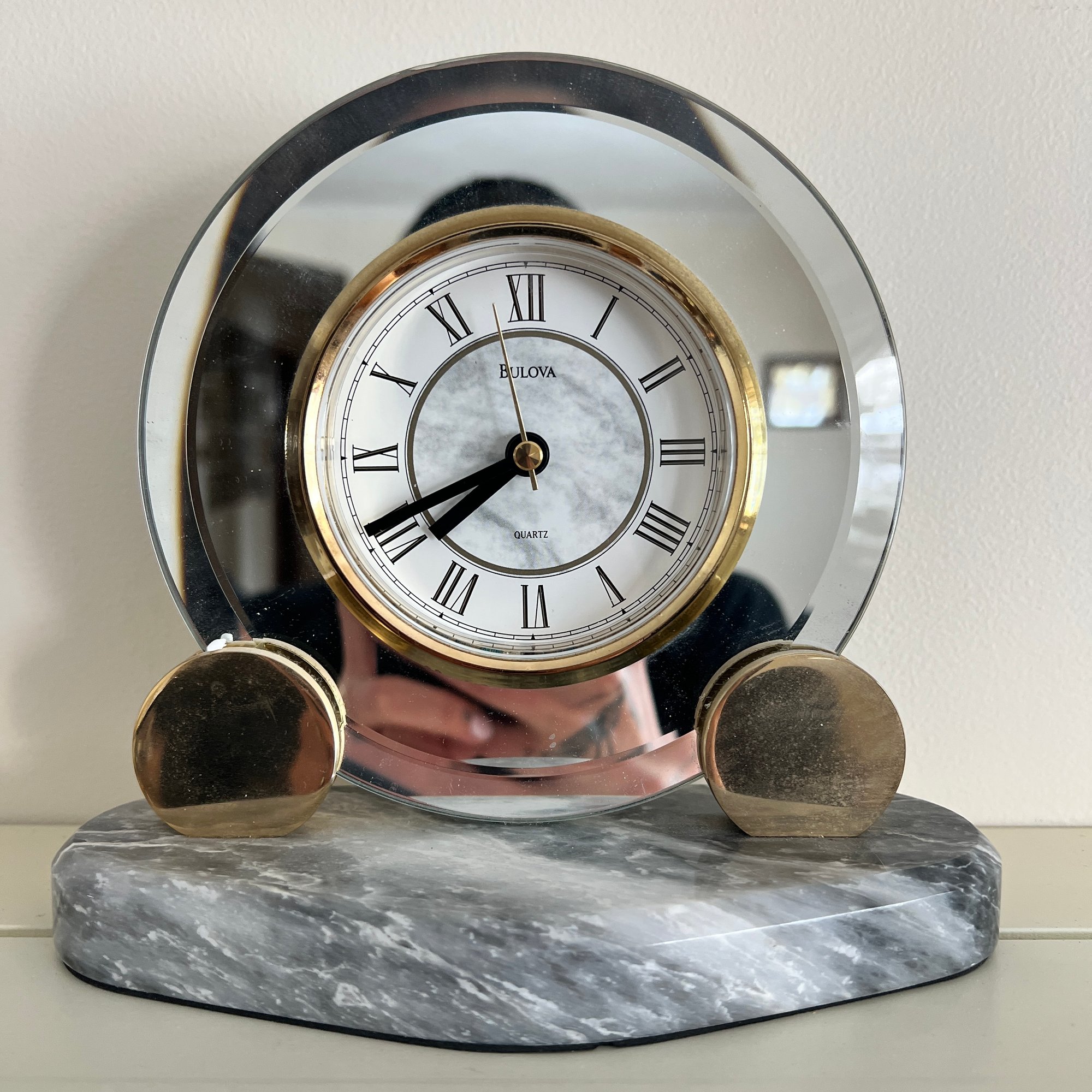 Vintage Bulova Marble Desk Clock (LR) #80723 | Auctionninja.com