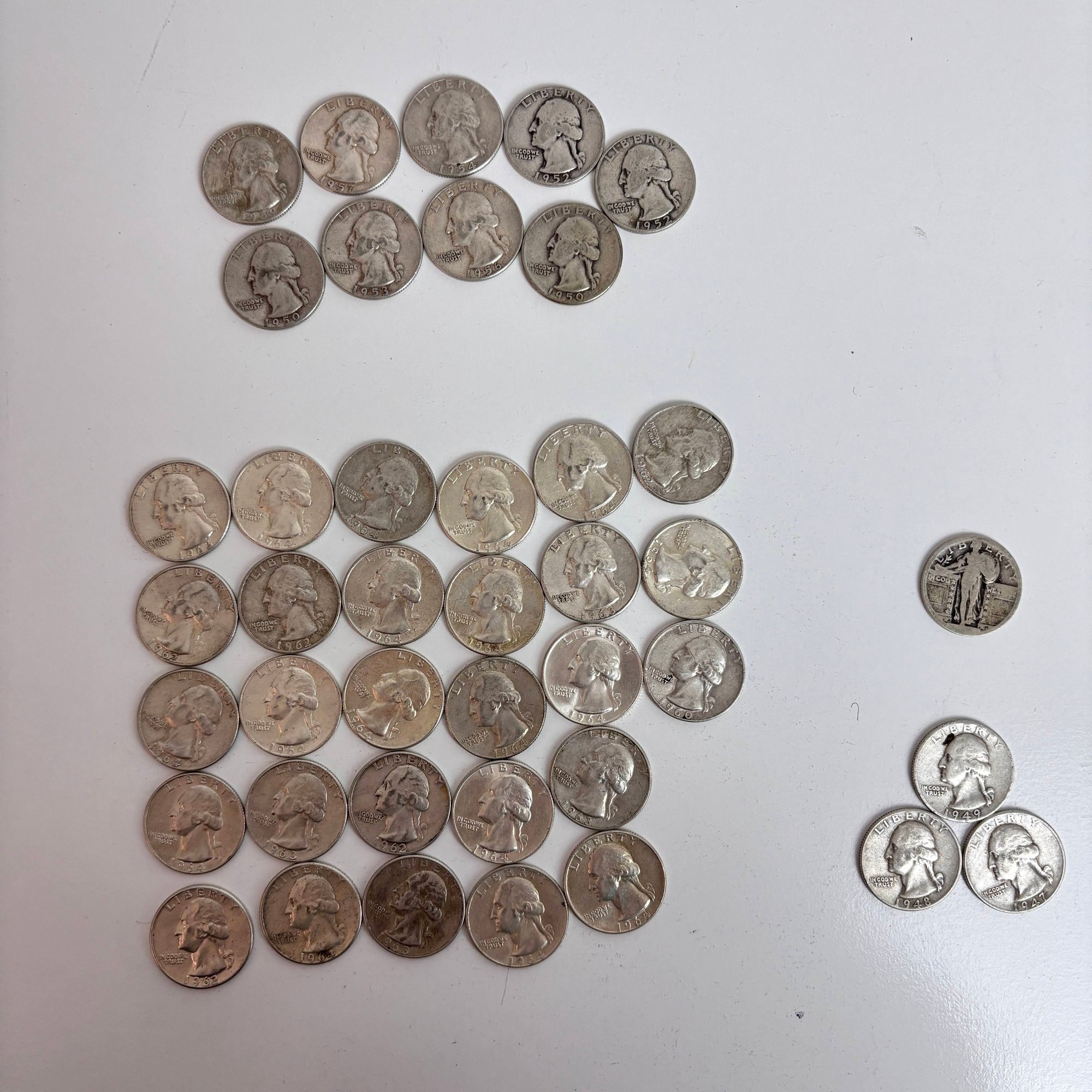 Collection Of 46 Vintage Quarters, From 1940s-60s, One With No Visible ...