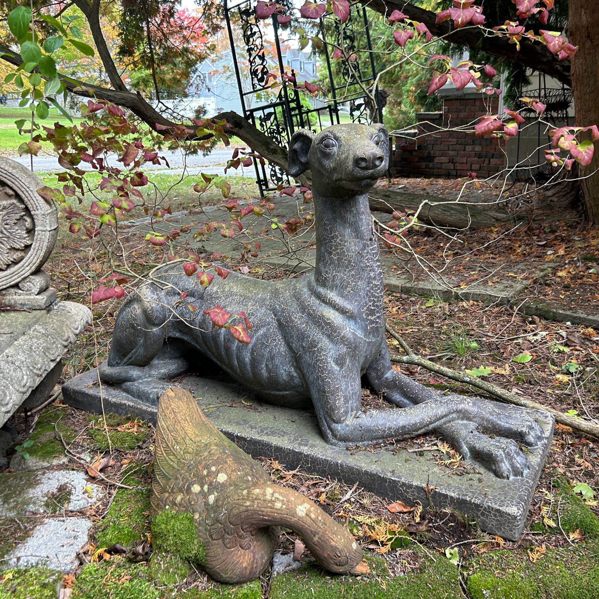 Large VERY HEAVY Dog Sculpture, Greyhound (Outside, Front) #71661 | Auctionninja.com