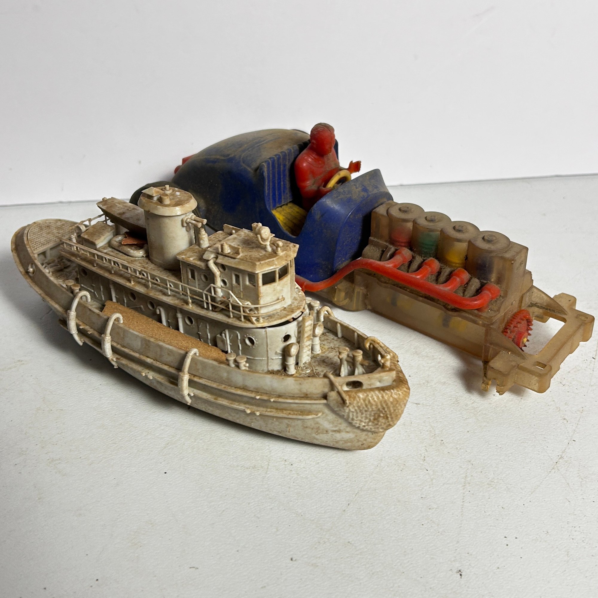 Vintage Nosco Hot See Jalopy Toy Car & Plastic Model Tug Boat (b3 ...
