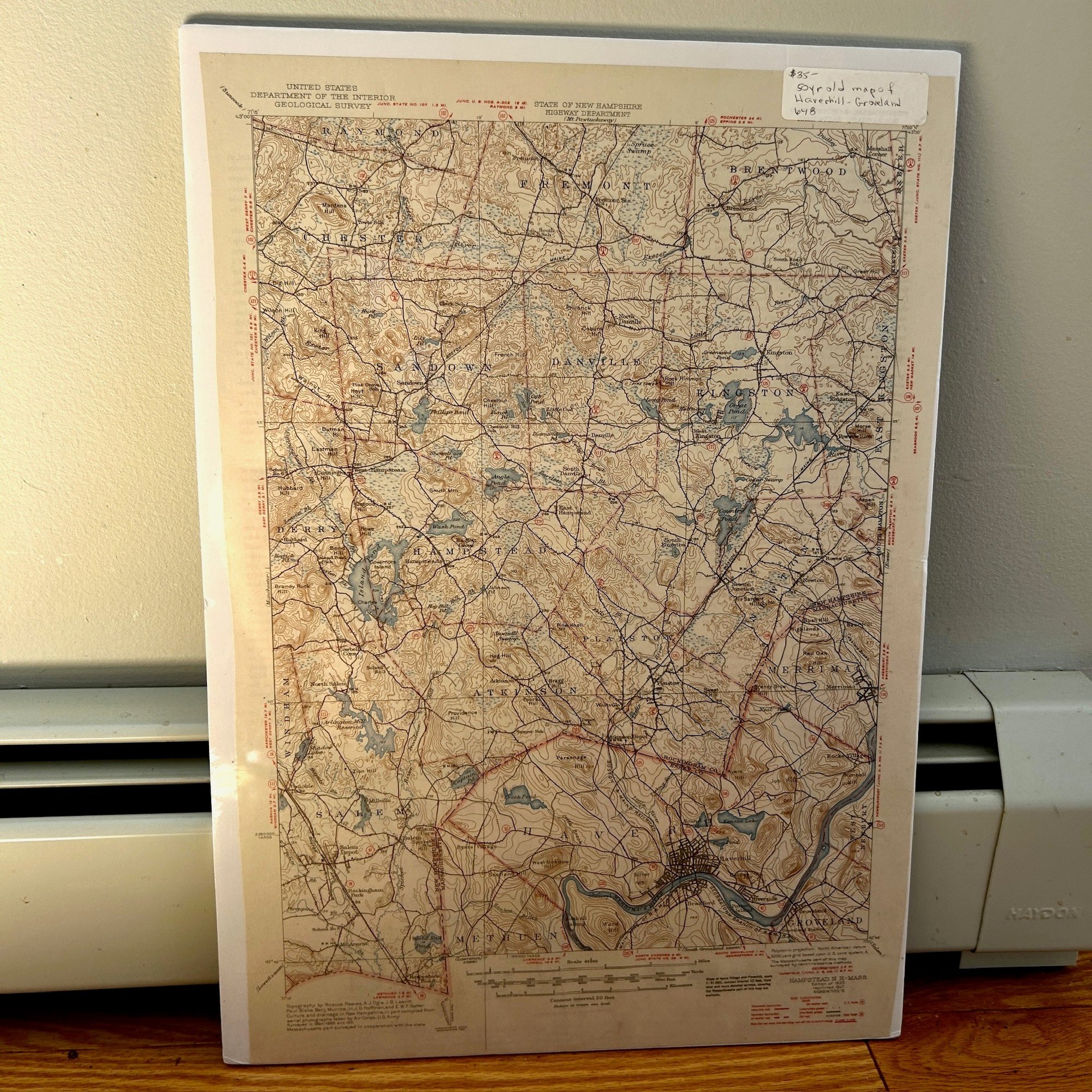 Posterboard Map Of Haverhill Groveland Reprinted 1967 (Still In ...