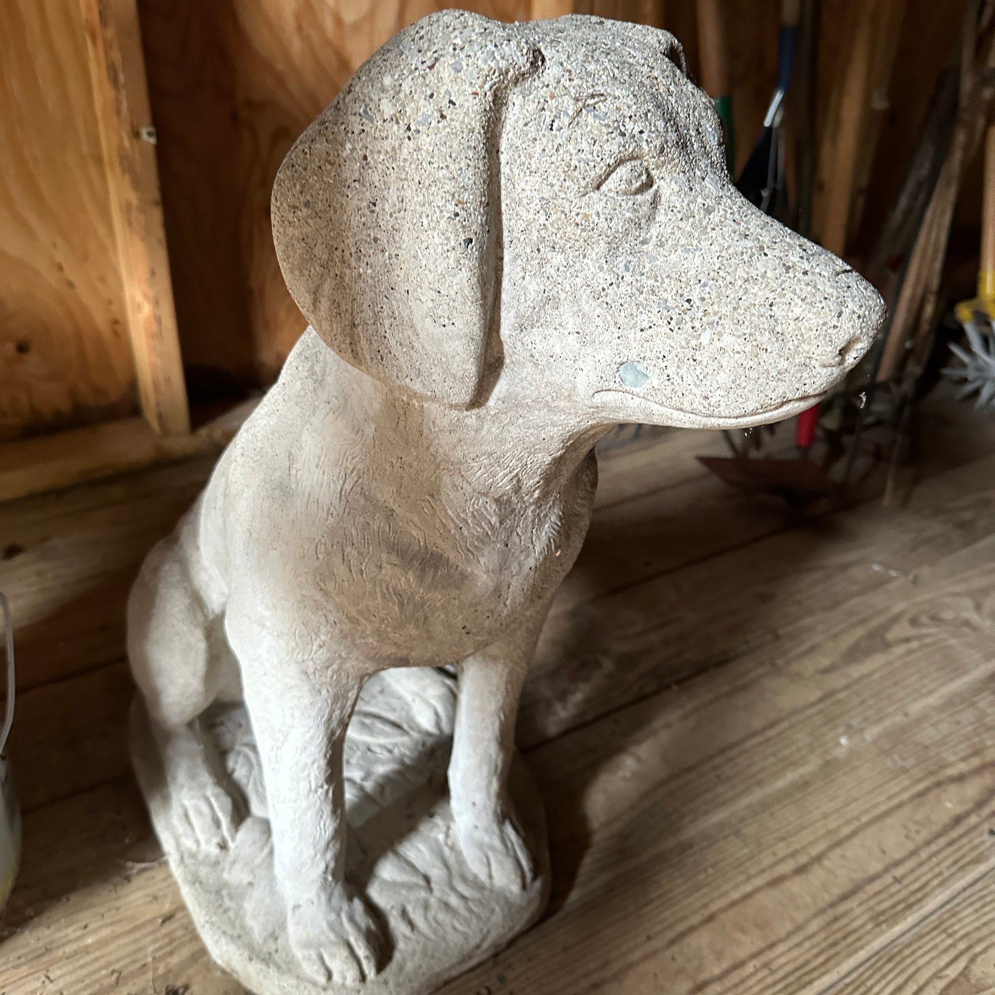 Adorable HEAVY 2' Cement Dog Garden Statue (Shed) #65222 | Auctionninja.com