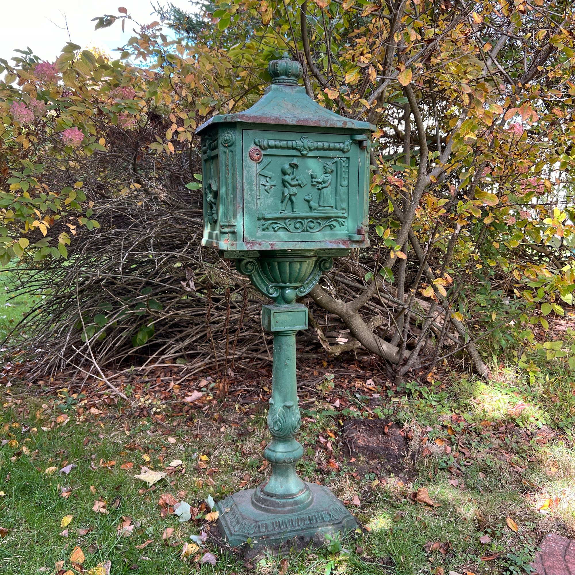 Vintage Victorian Style Cast Iron Pedestal Mailbox (Outside, Back ...