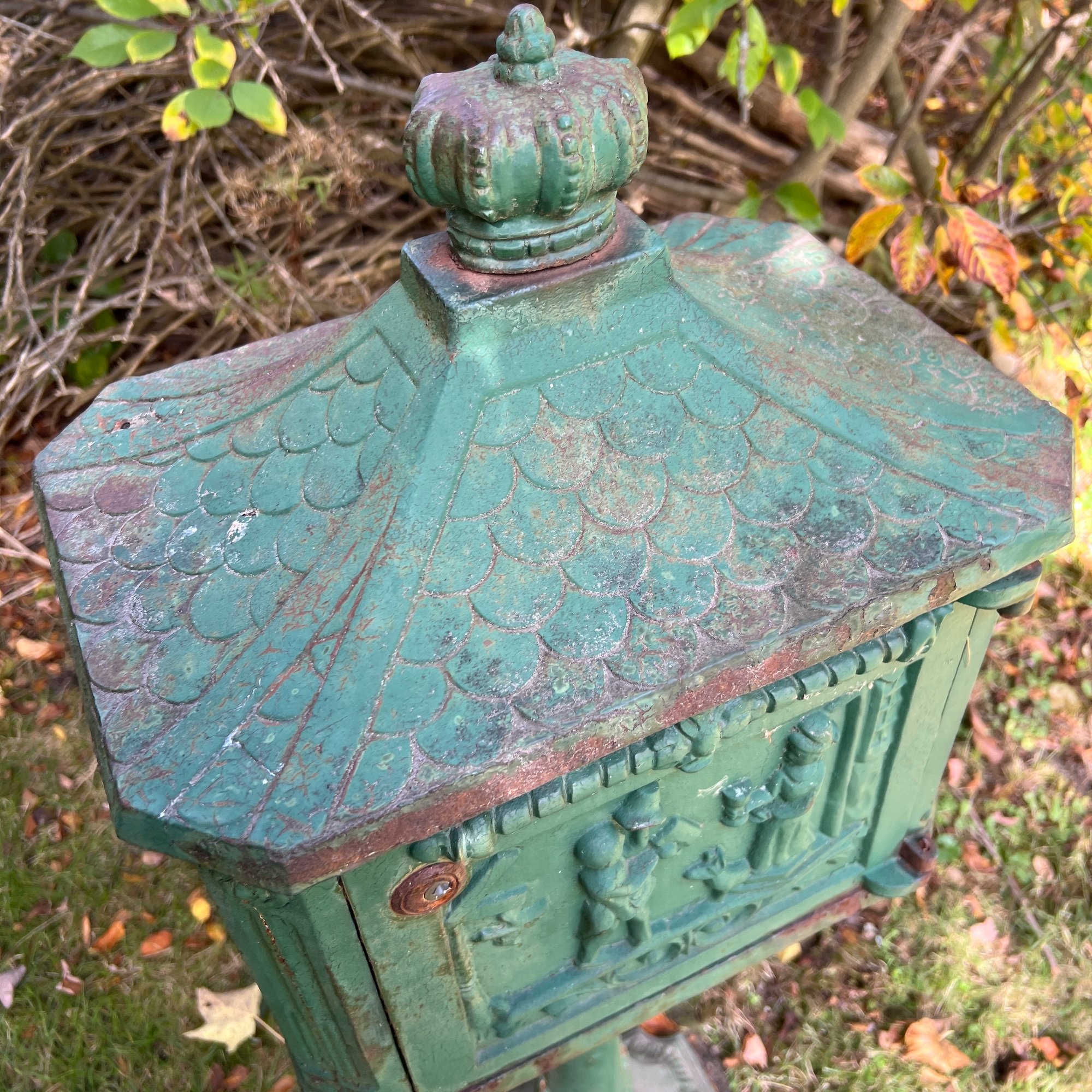 Vintage Victorian Style Cast Iron Pedestal Mailbox (Outside, Back ...