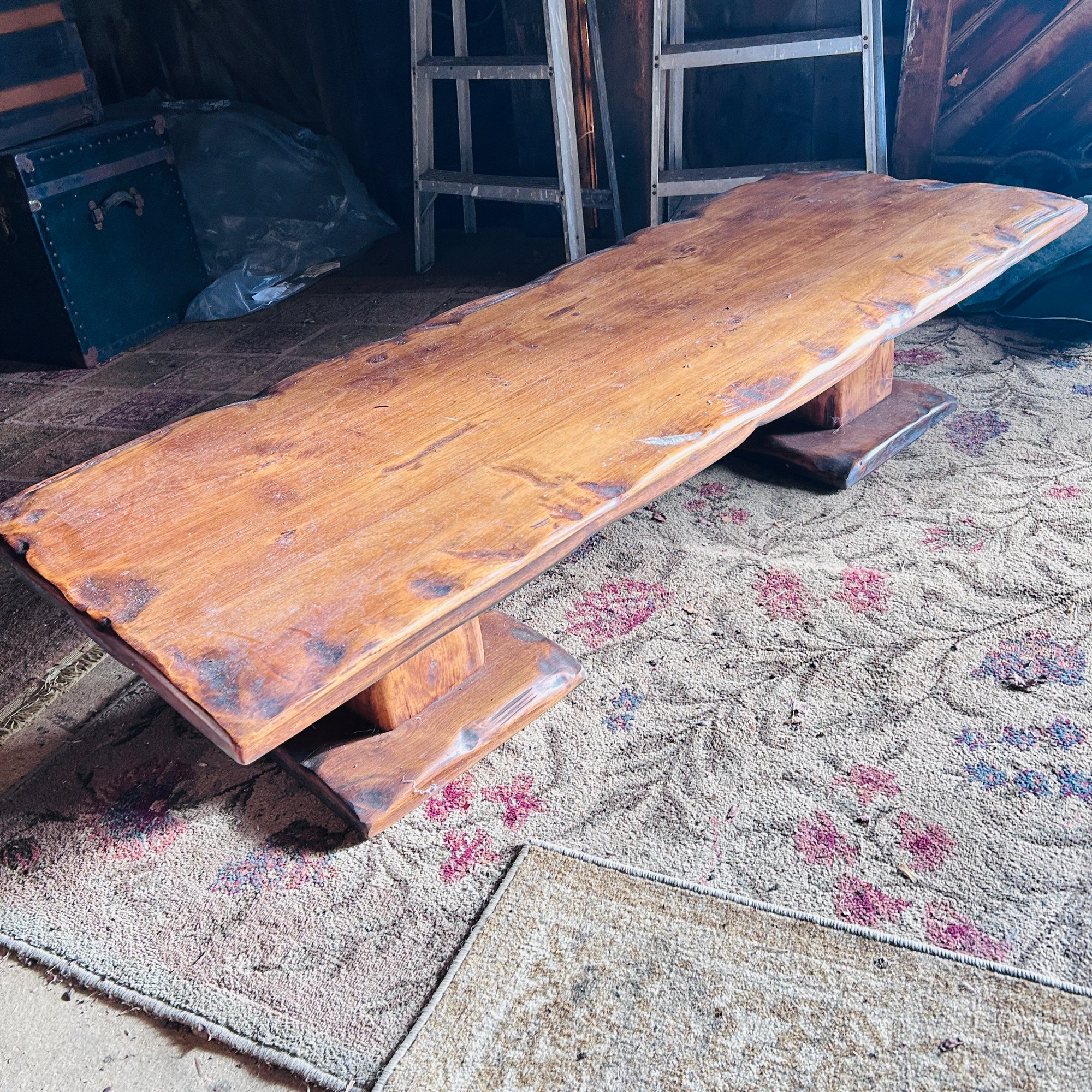 Long Rustic Low Wood Table 70"x15"x26" (garage) #76901 | Auctionninja.com
