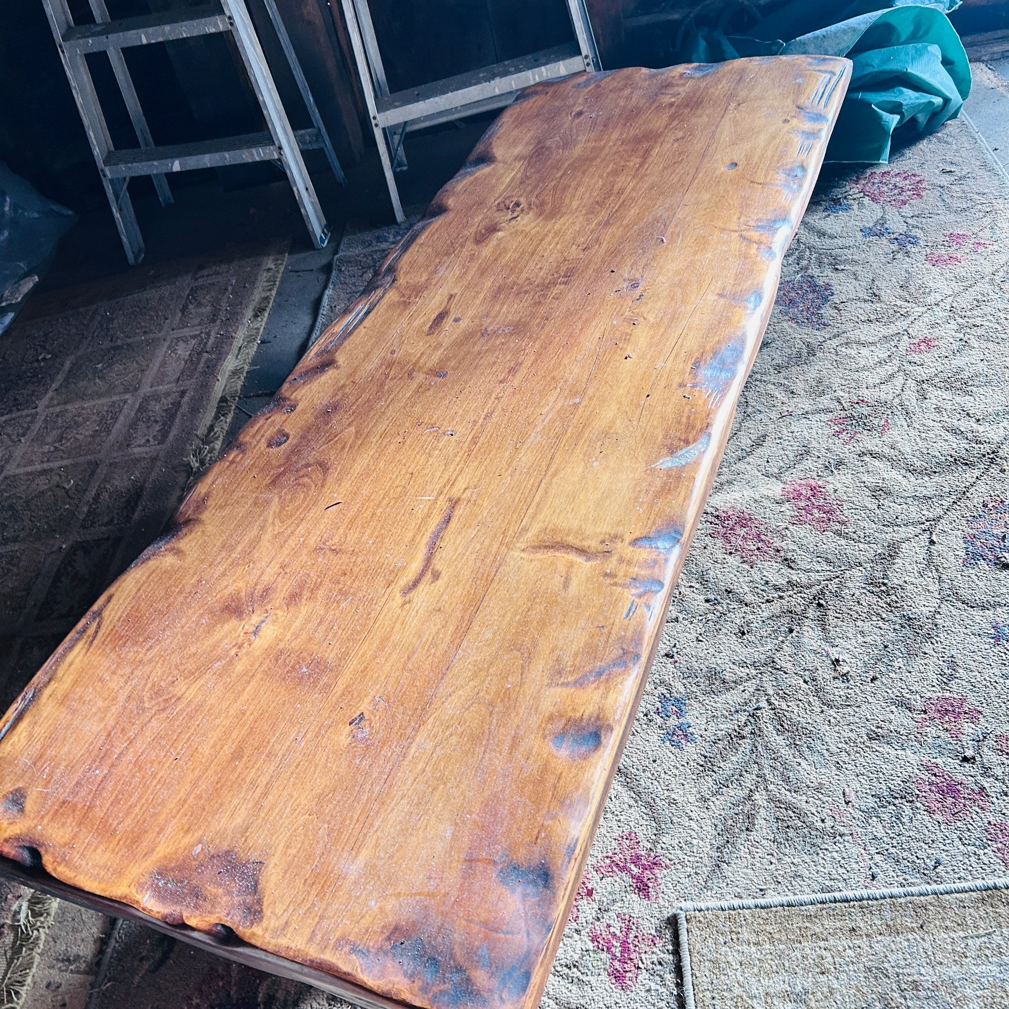 Long Rustic Low Wood Table 70"x15"x26" (garage) #76901 | Auctionninja.com