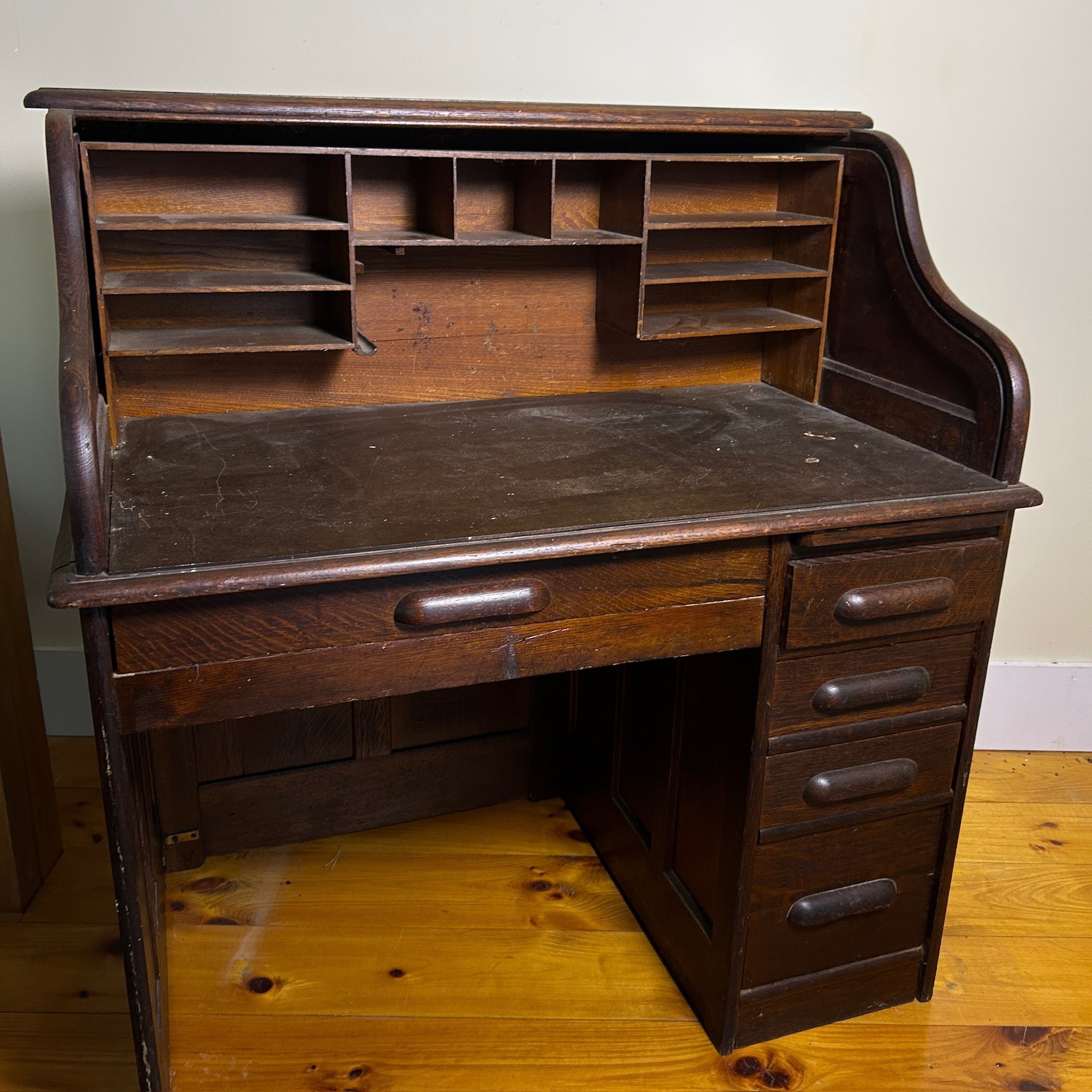 Heavy Wooden Desk With Top Compartments, Middle Drawer And Four Side ...