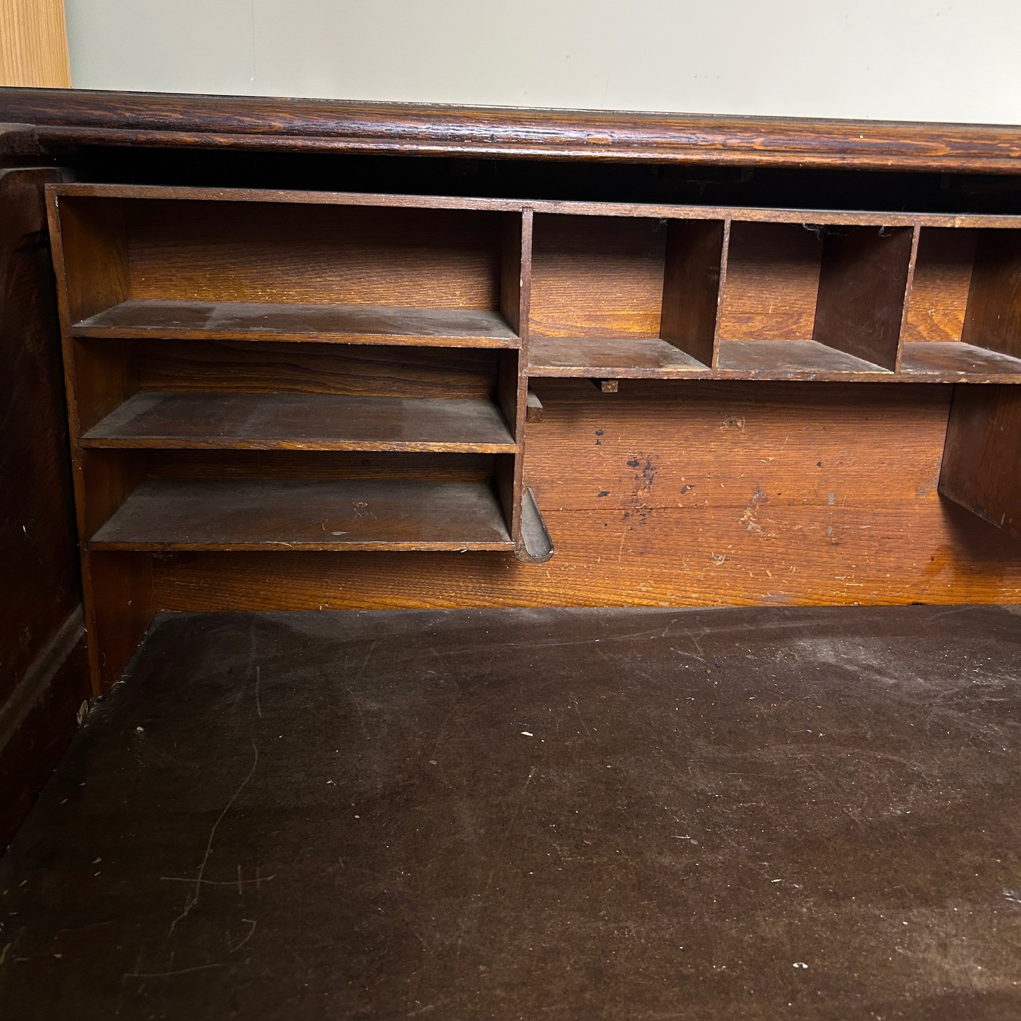 Heavy Wooden Desk With Top Compartments, Middle Drawer And Four Side ...