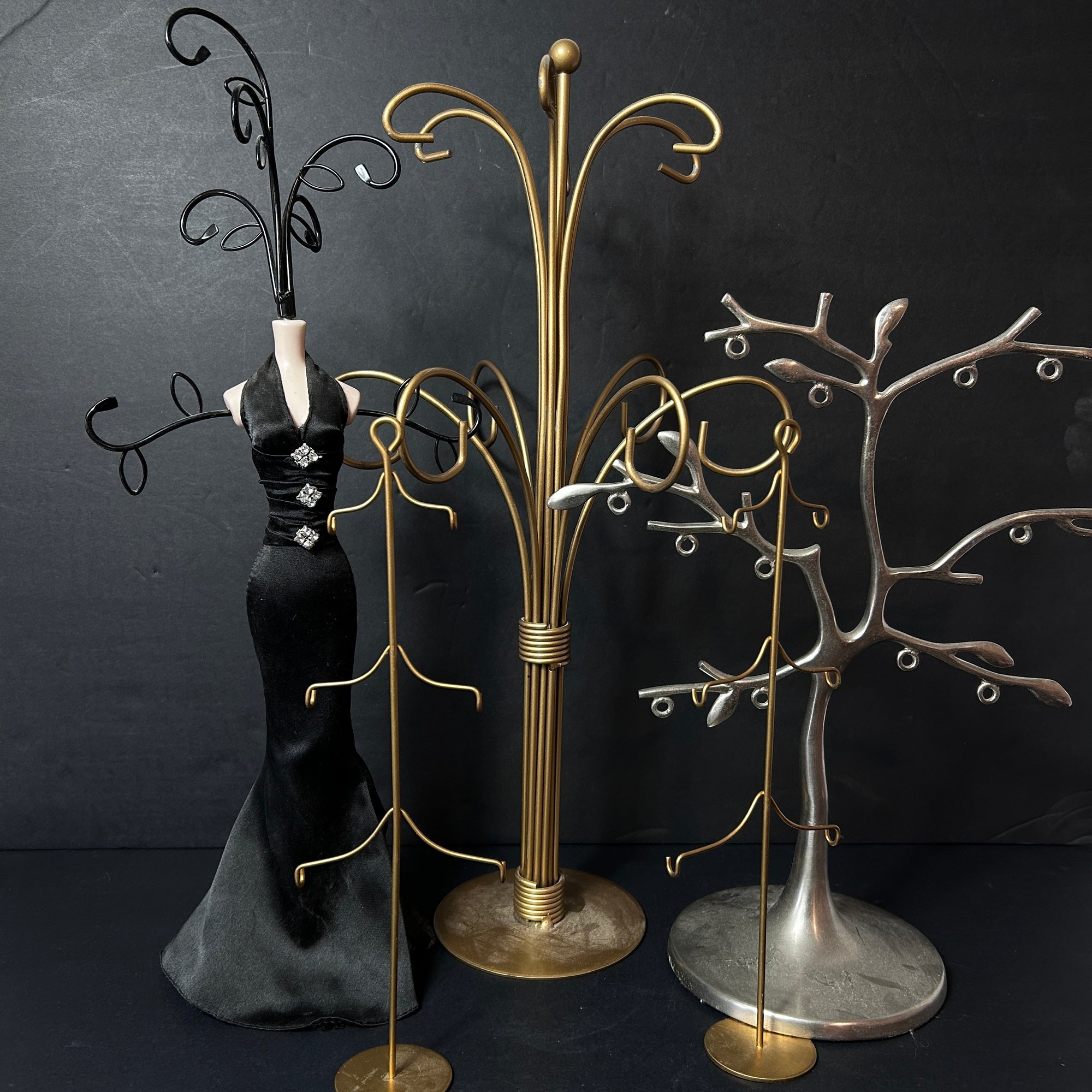 Five Gold Toned & Silver Toned Jewelry Trees #116343 | Auctionninja.com