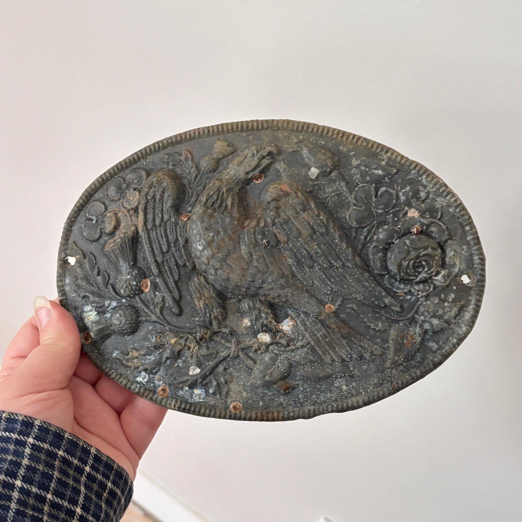 Vintage Metal Fire Insurance Mark With Eagle And Floral Motifs (FR ...