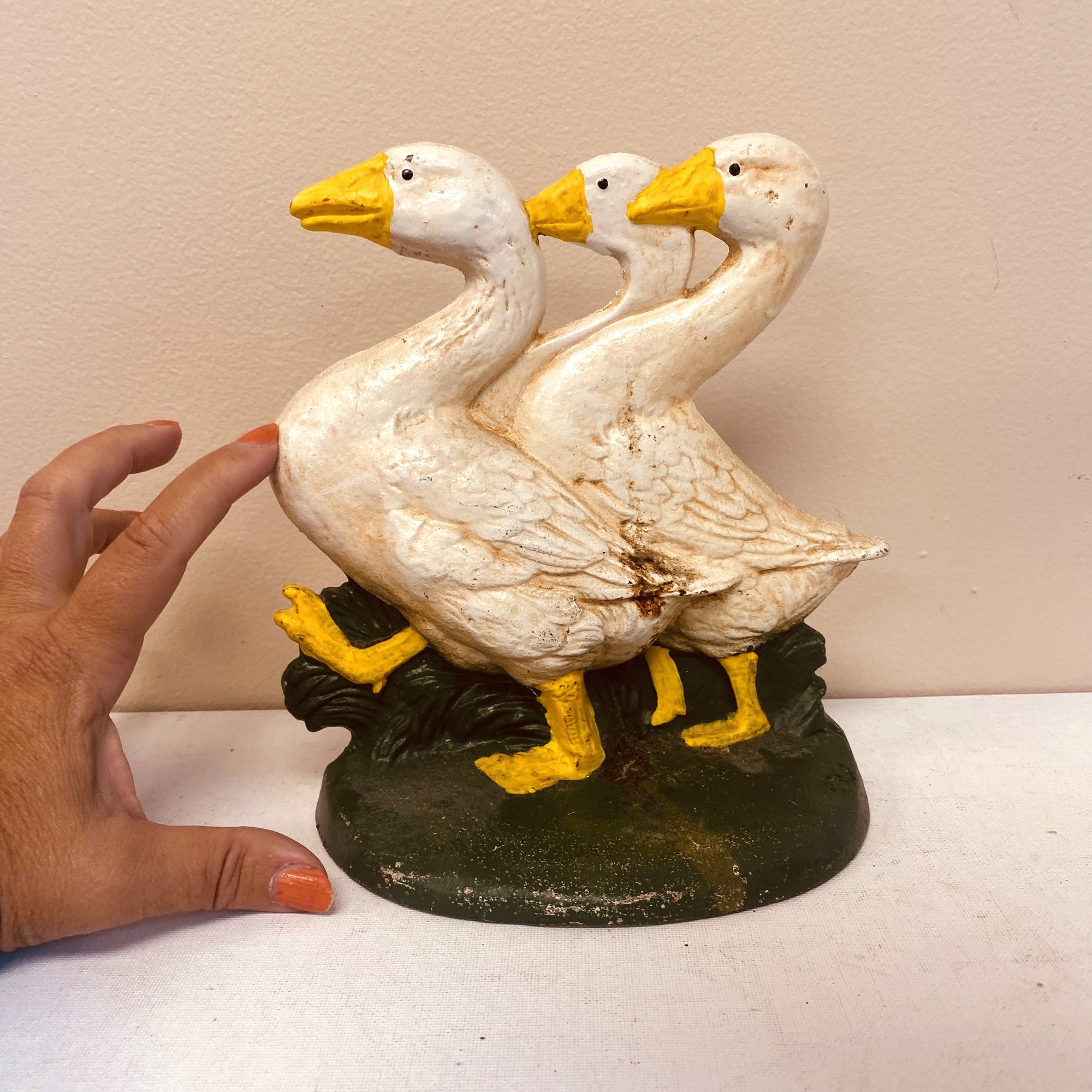 Cute, Metal Trio Of Walking Geese Door Stop / Garden Decoration #64236 ...