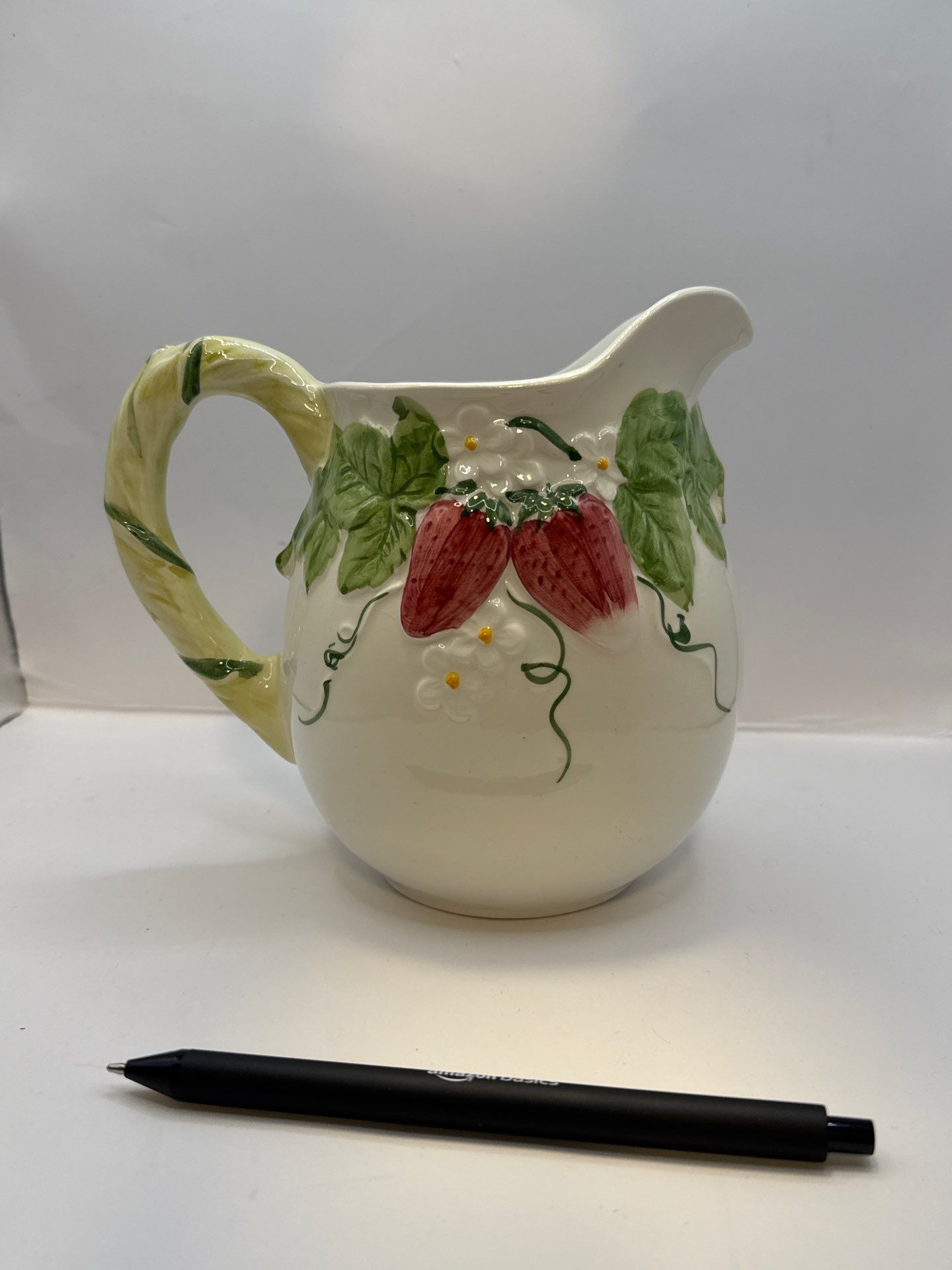 Ceramic Pitcher Strawberries Design #1128 | Auctionninja.com