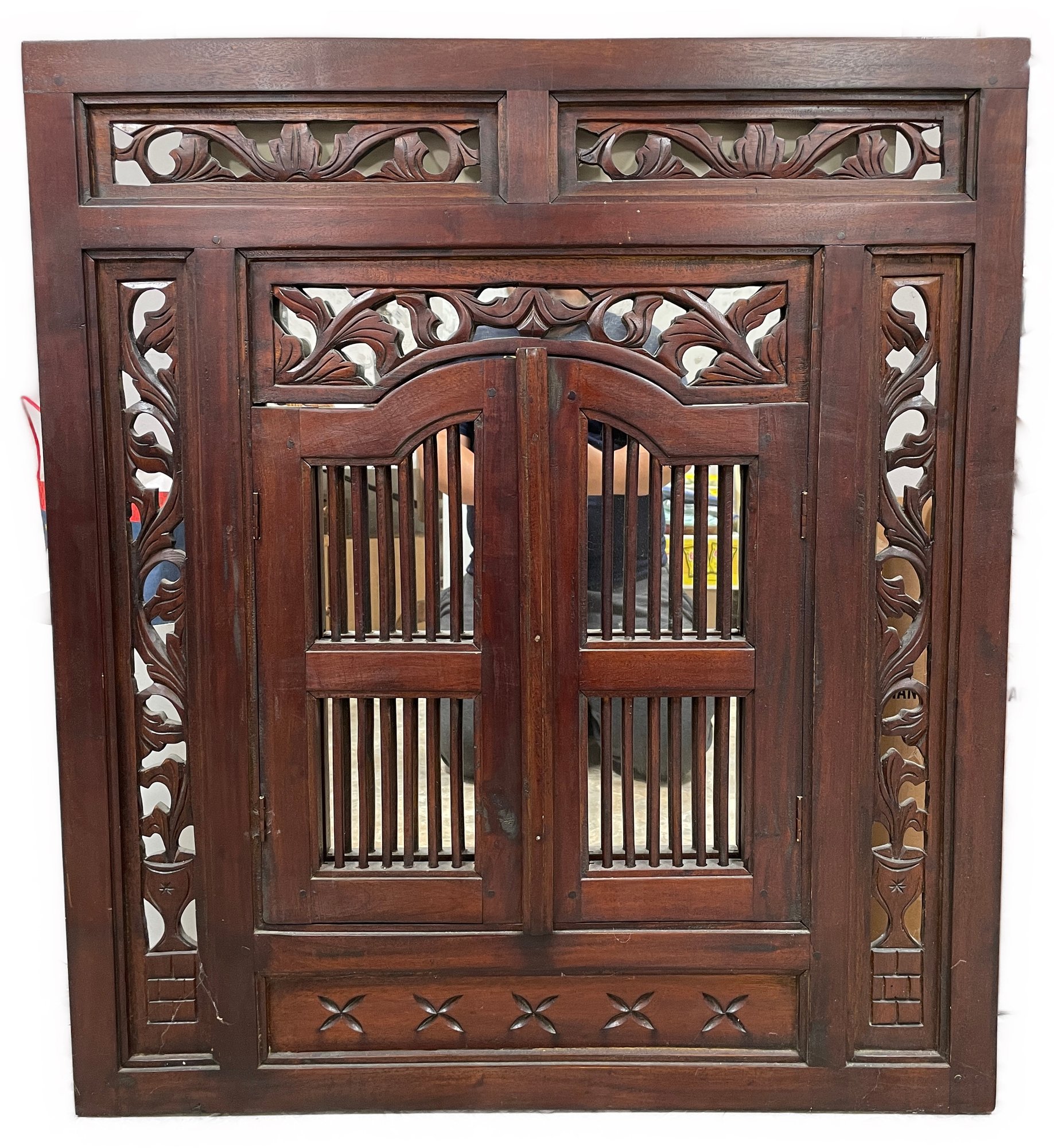 ANTIQUE FRENCH MIRROR DISGUISED BEHIND HAND CARVED WINDOW FRAME #6487 ...