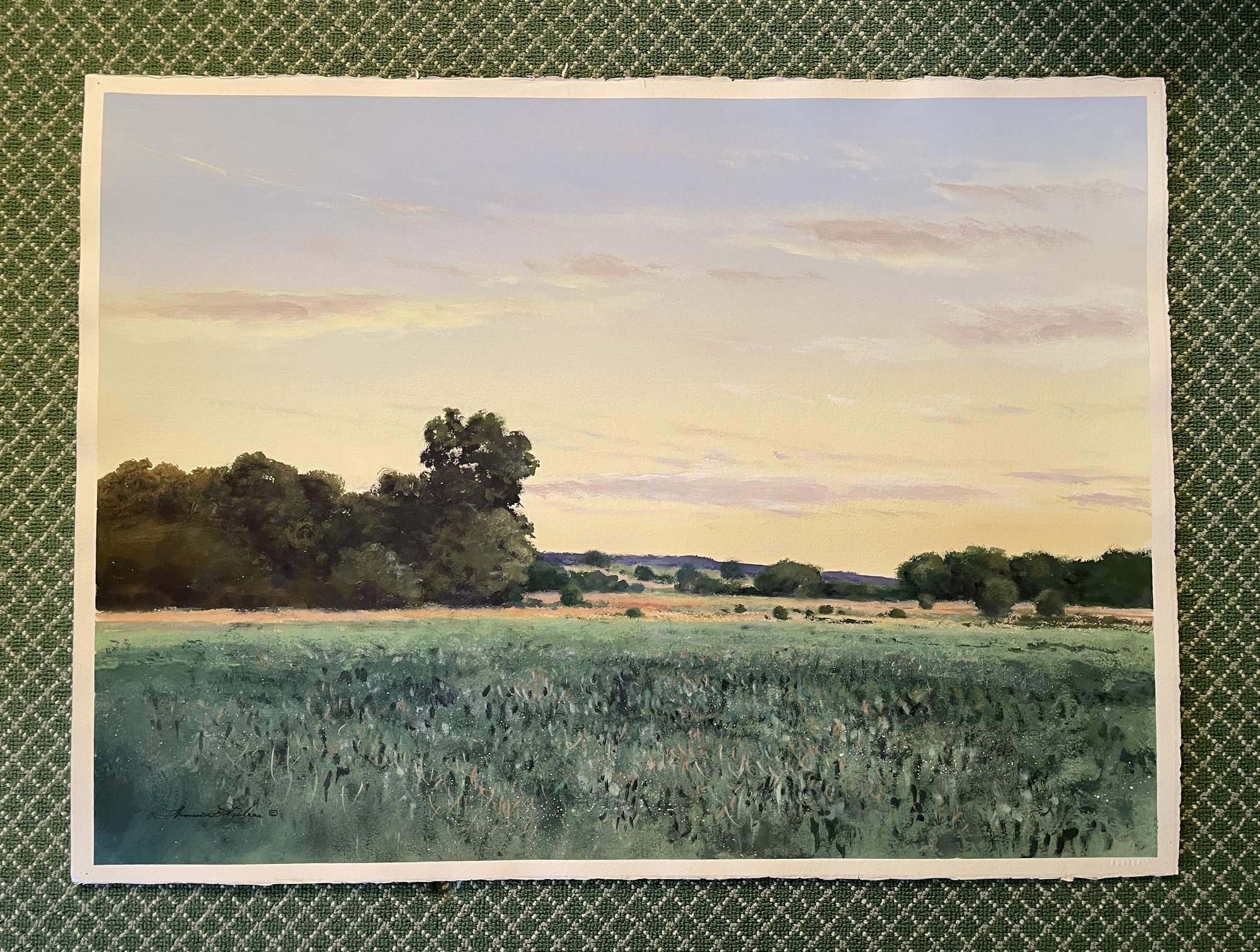 SIGNED "DAWN SKY OVER ALFALFA" GOUACHE PAINTING BY THOMAS G. MCNICKLE ...