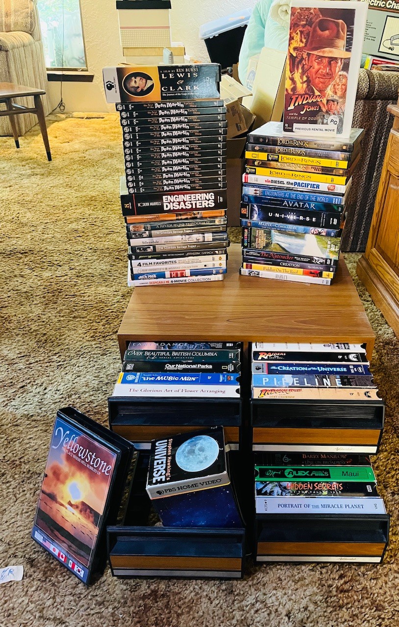 R1 Collection Of DVD/VHS Tapes Plus Two Vintage VHS Media Storage Boxes ...