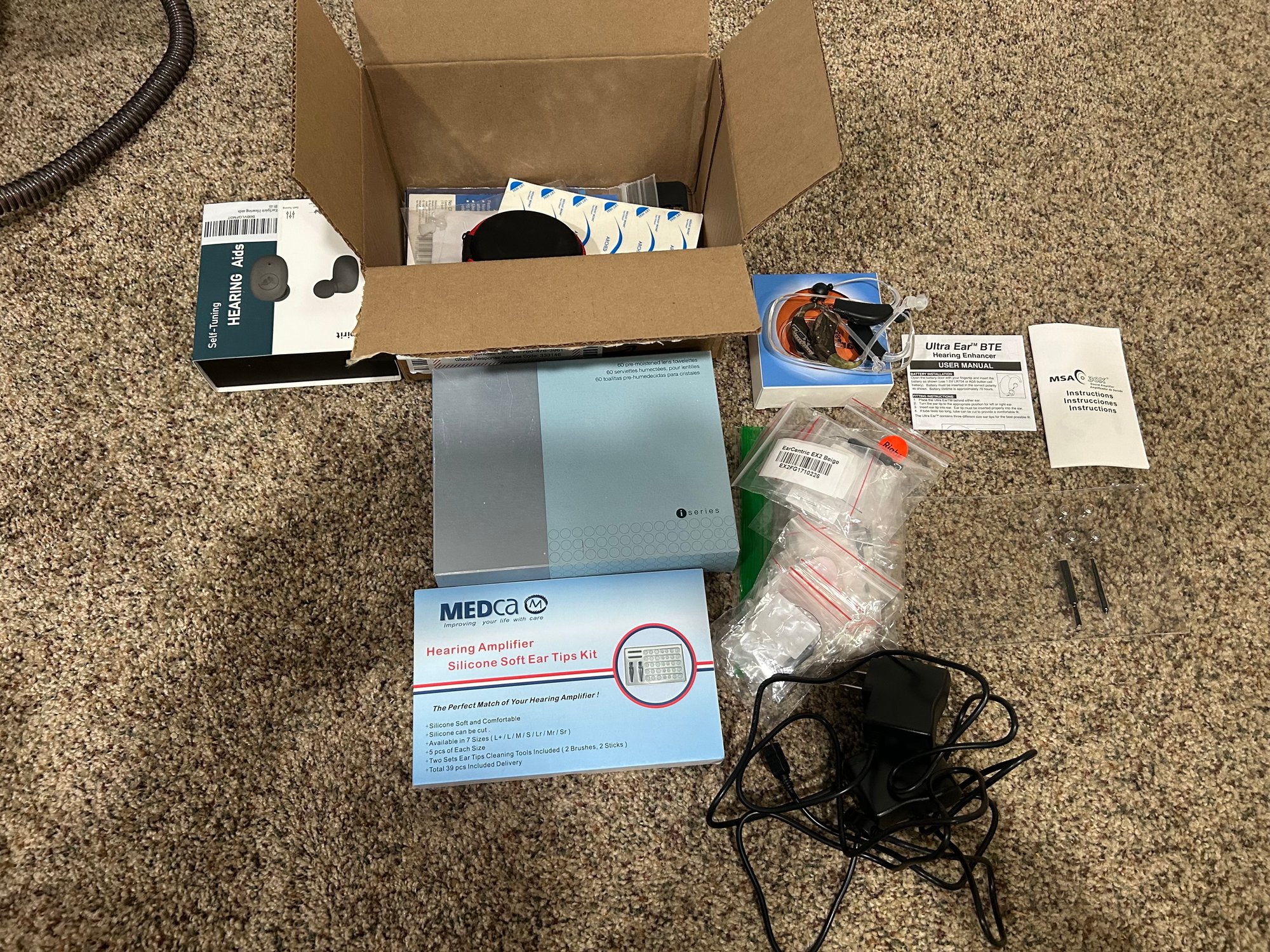 R5 Hearing Aid Lot To Include Ultra Ear BTE Hearing Enhancer, MSA 30X ...