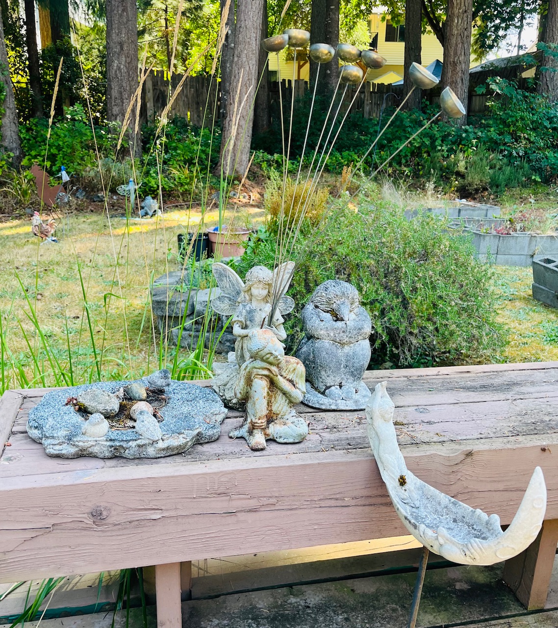 R00 Garden Art Statues Bird Bath Fairies Buddha Crow #40591 ...