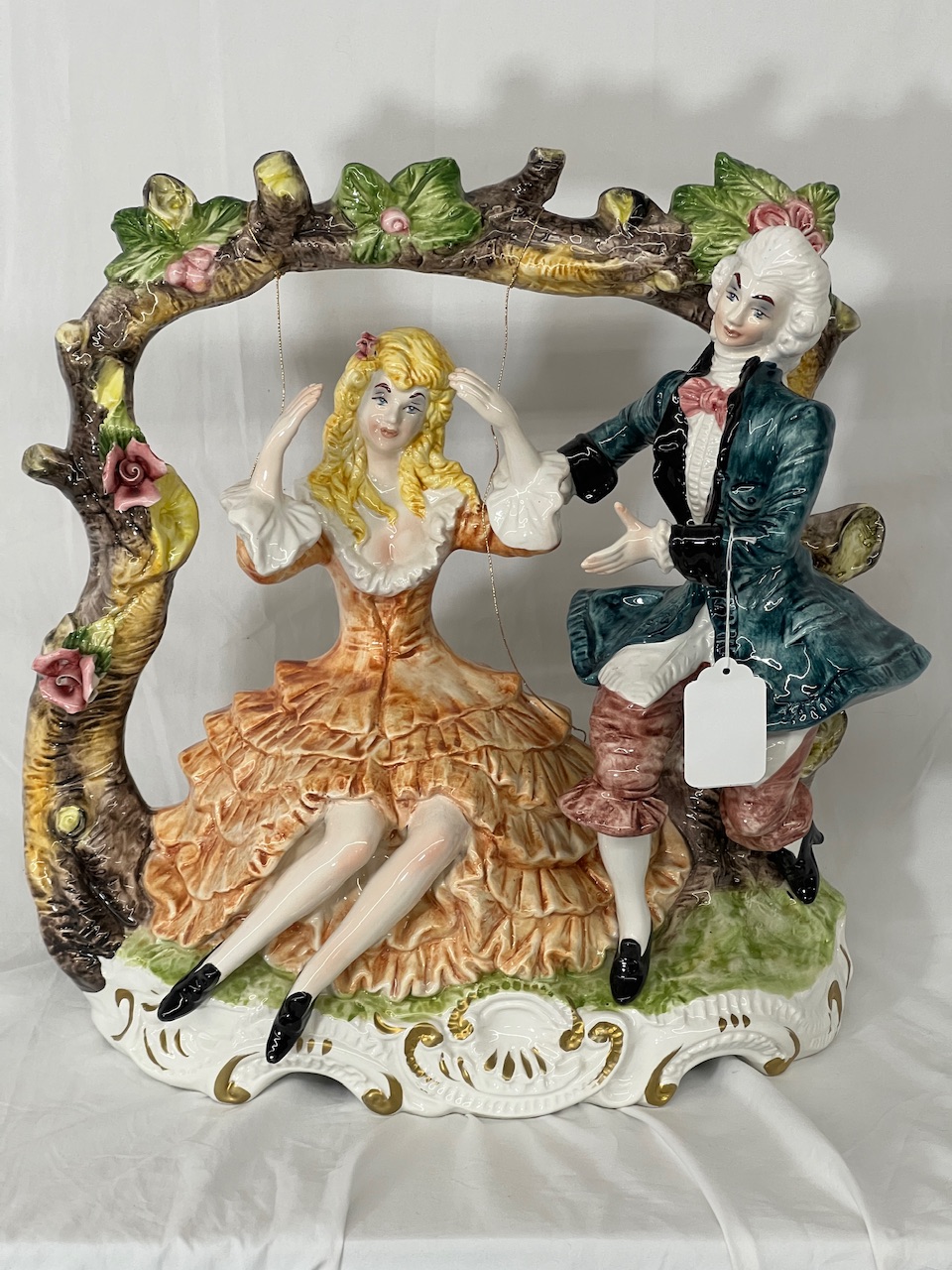 Capodimonte Lovers Couple On Swing. Very Large Porcelain Figurine ...