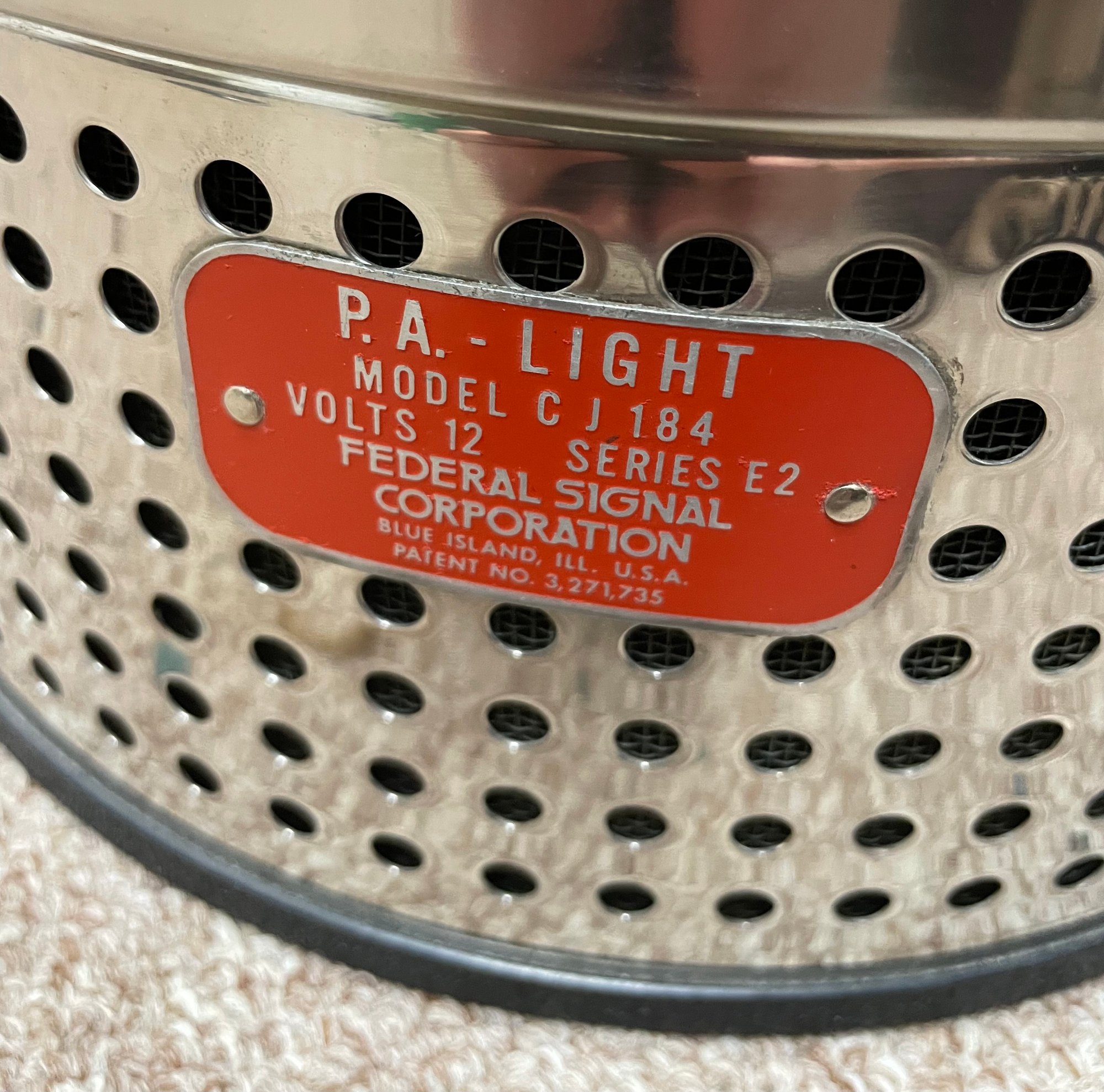 R14 PA Light Federal Signal Corporation Model C-j 184, #44458 ...