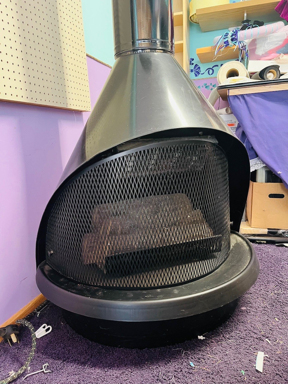 R0 Mid Century Modern Sears Cone Electric Fireplace Forced Air Heating ...