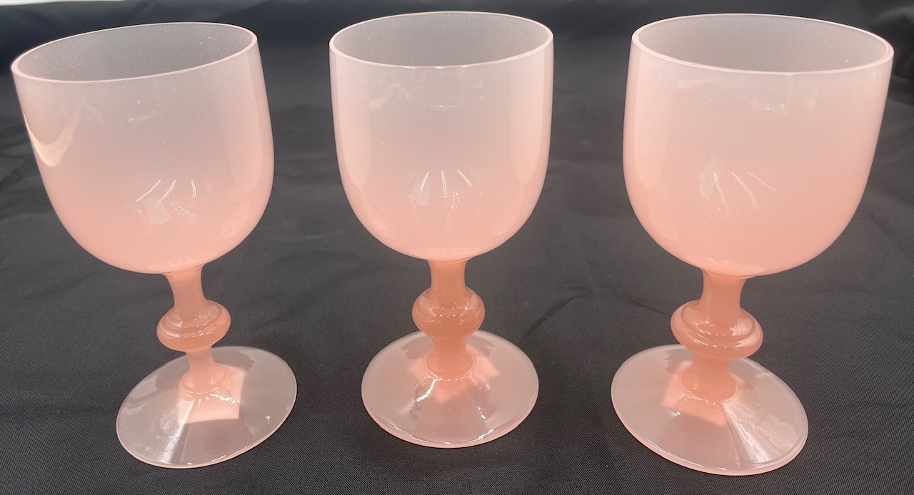 R3. VERY RARE! Portieux Vallerysthal Pink Opaline Goblets - Set Of 3 ...