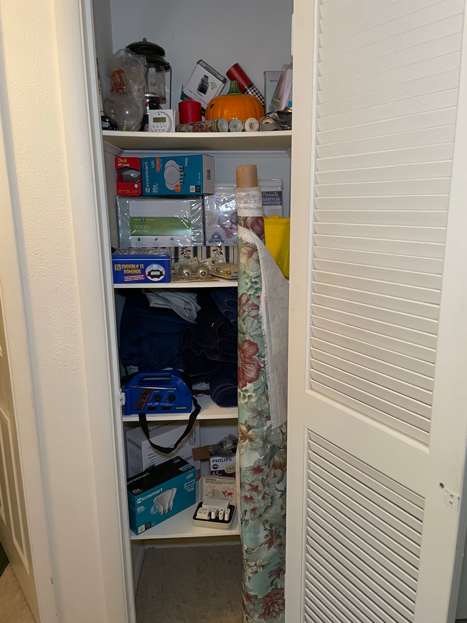 C1 Bolt Of Fabric, Coleman Lamp, Linens, Travel Adapter Set, Am/fm ...