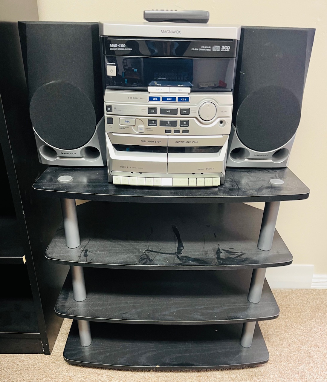 R13 Retro Magnavox 3 Disc CD Changer/Dual Cassette/AMFM Tuner WStand ...