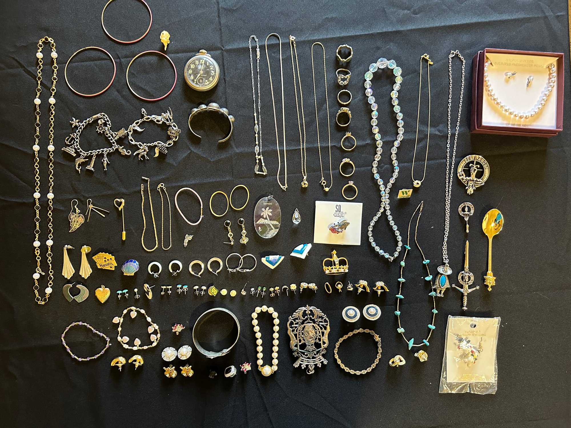 R9 Lot Of Costume Jewelry To Include, Earrings, Necklaces, Pins, And ...