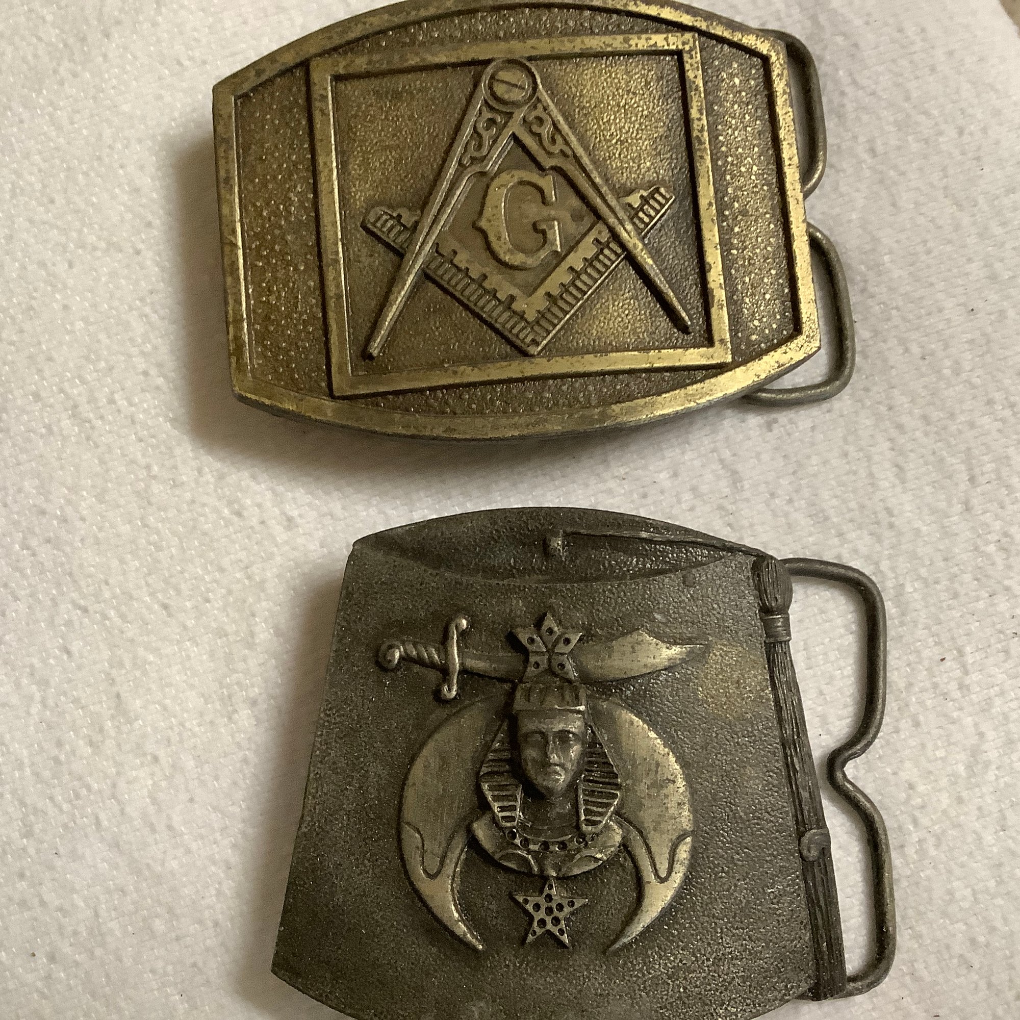 2 Bergamot Brass Works Ceremonial Masonic Lodge Belt Buckles, 1970s ...